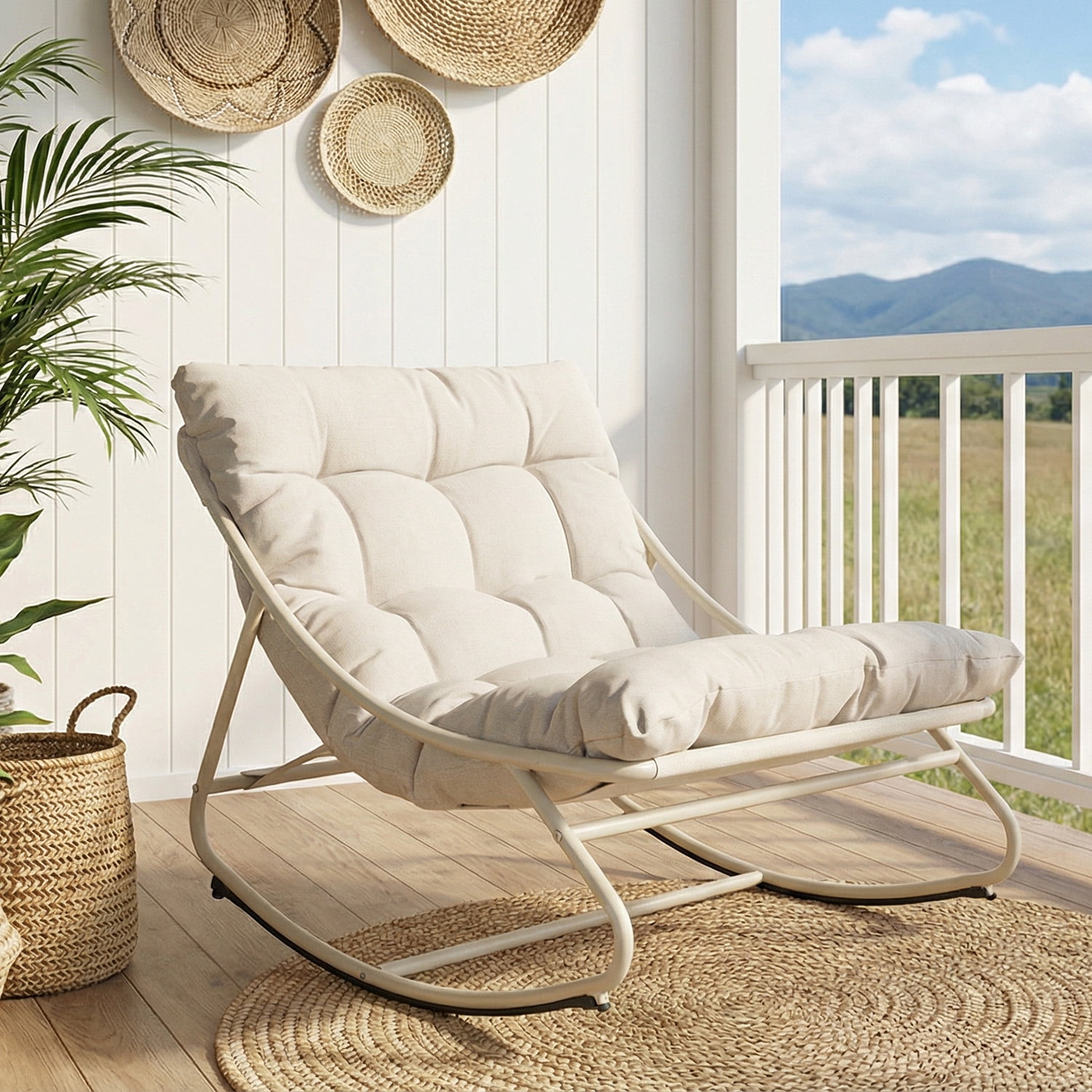 EVERITE Powder Coated Steel Outdoor Chair,Removable Cushions for Patio ...