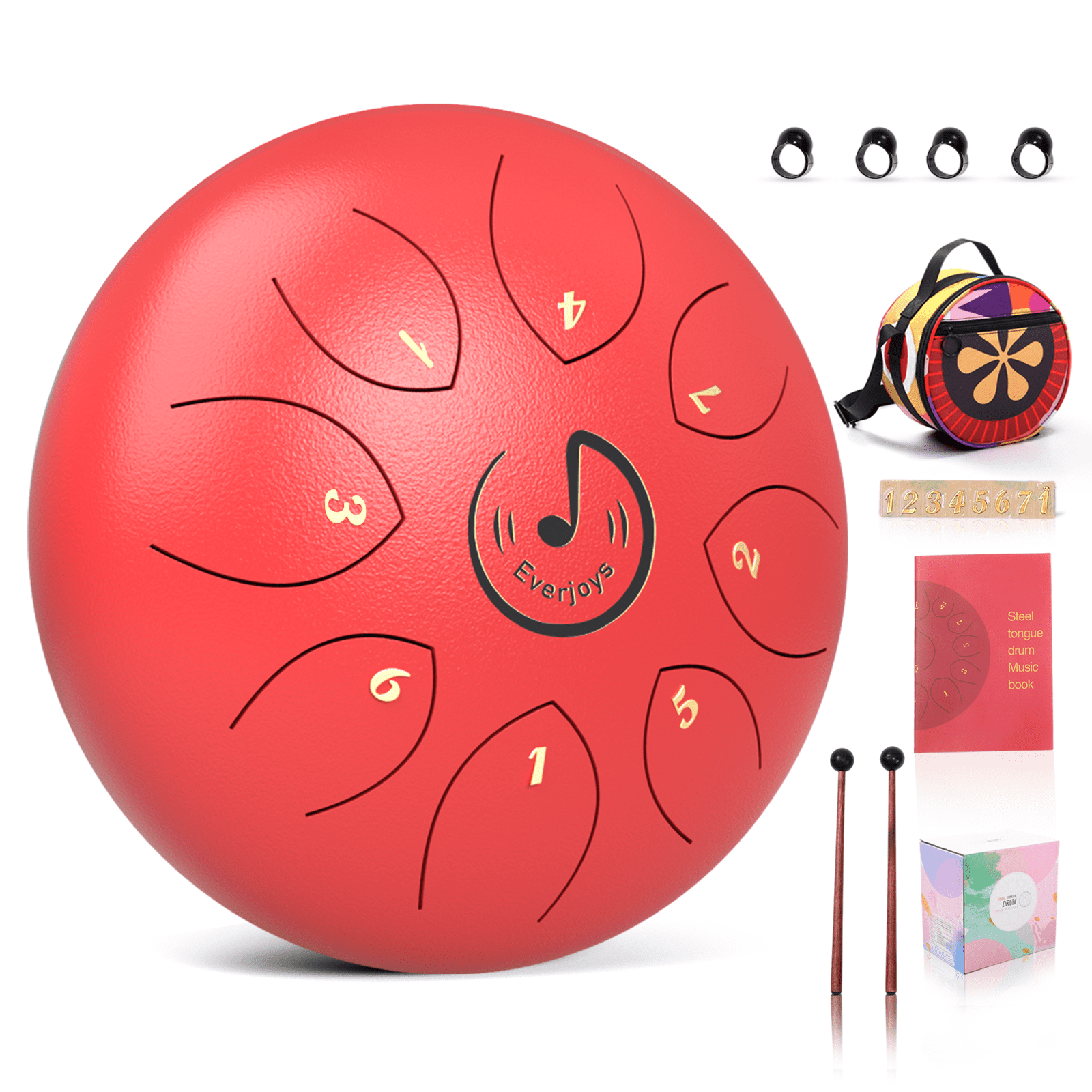 EVERJOYS 6 Inches Steel Tongue Drum, 8 Notes C-Key Handpan, Percussion ...