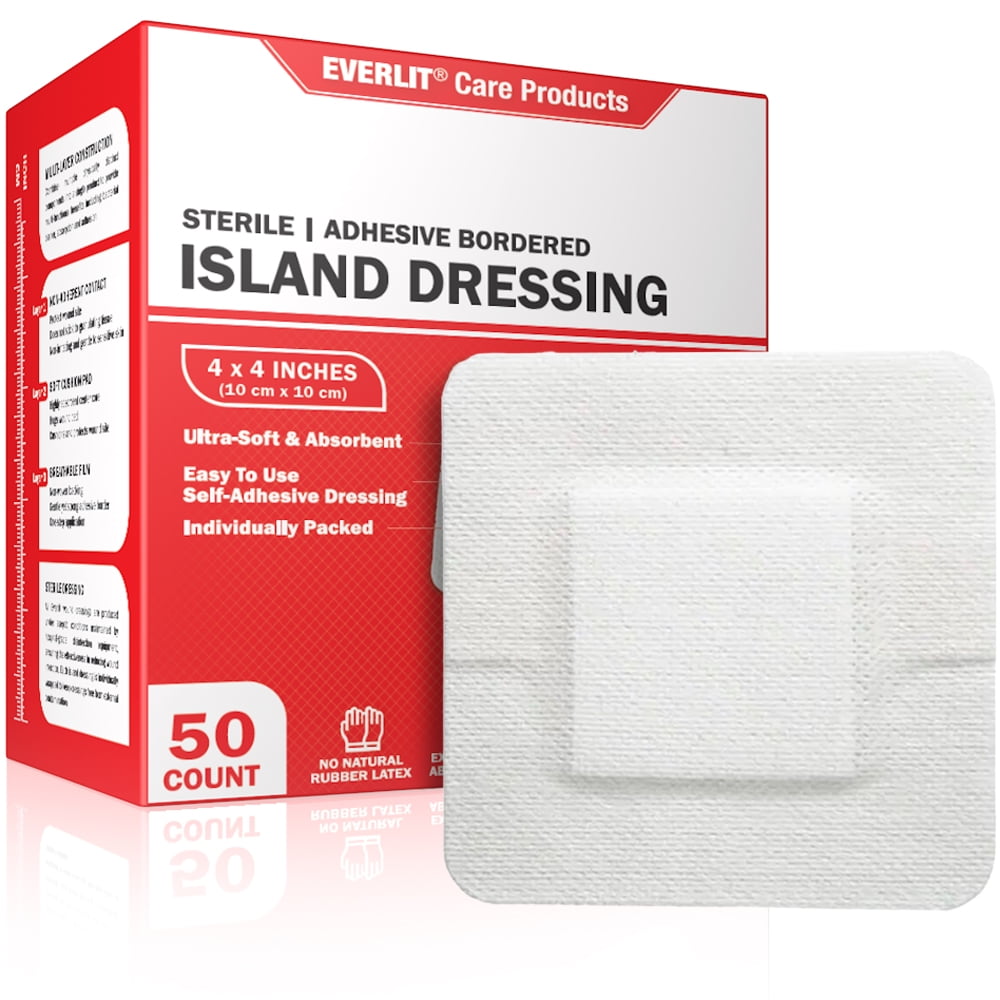 EVERLIT Island Dressing Bordered Gauze | Large Wound Care Bandage with ...