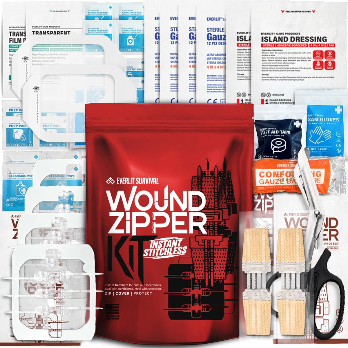 EVERLIT Wound Closure Kit | Surgical Zip-Stitch Devices for Cut ...
