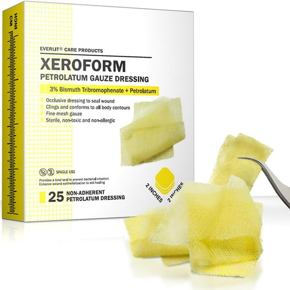 EVERLIT Xeroform Petrolatum Dressing | Sterile, Non-Adherent Occlusive ...
