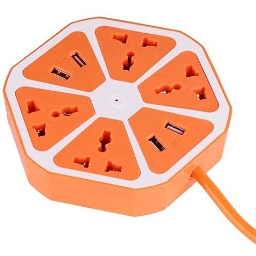 EVERNEST 10A 220V5060Hz Fire Flame Proof Hexagon 6 Socket Outlet Multi ...