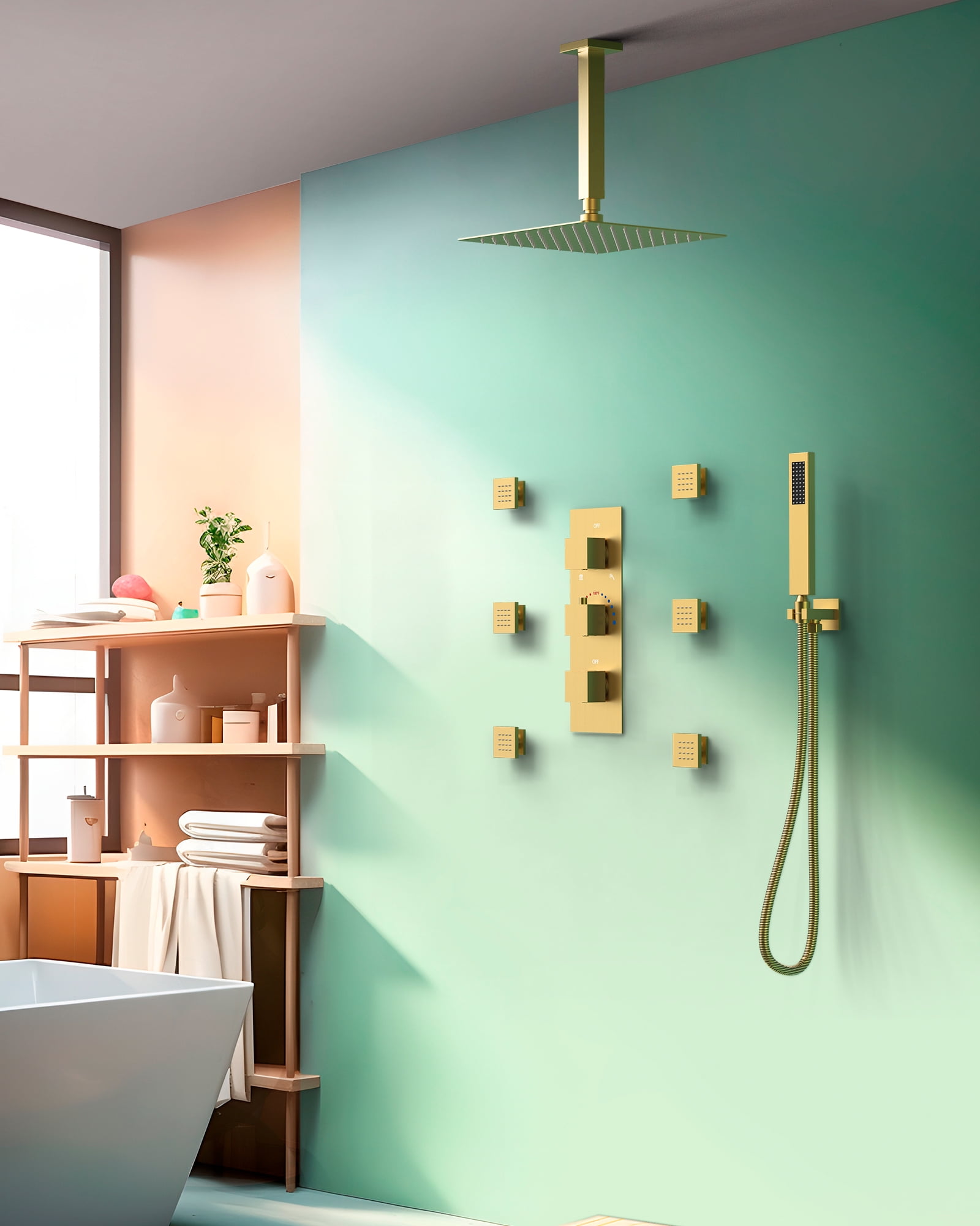 EVERSTEIN 12 inch Rain Shower System Bathroom Shower Head CUPC 2.5 GPM ...