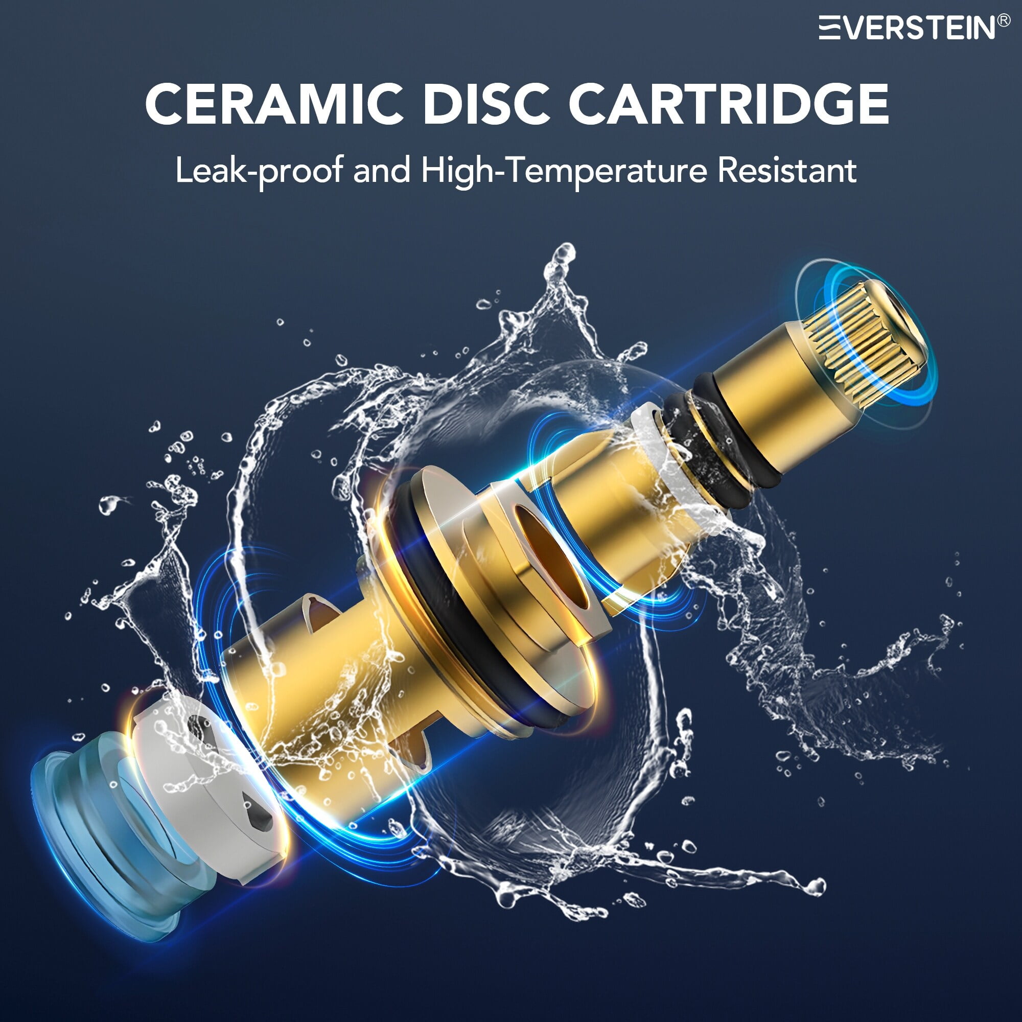 EVERSTEIN Roman Tub Faucet with Handheld Shower 5 Hole Deck Mount ...