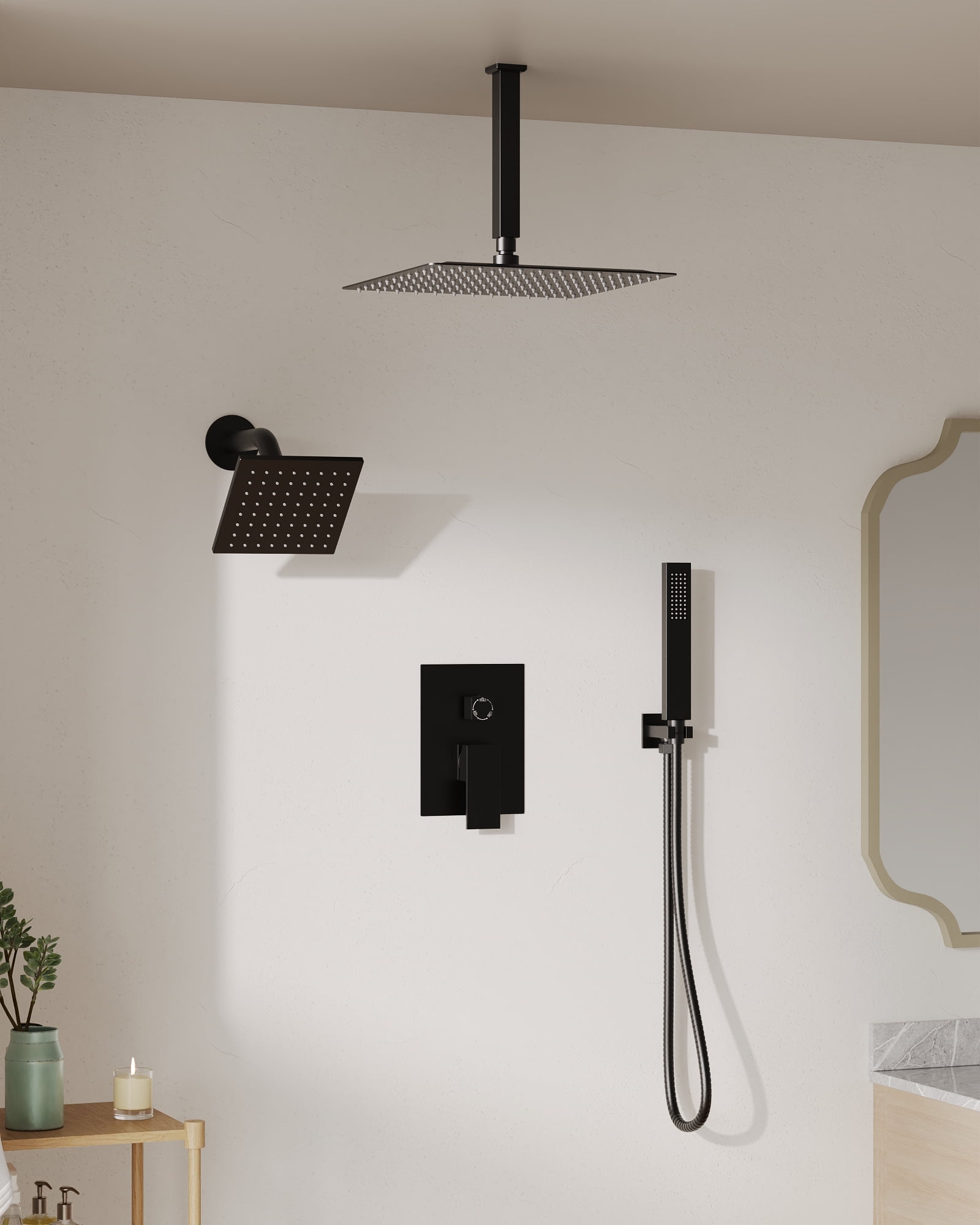 EVERSTEIN Dual Rain Shower Head System 10 & 6 inch Ceiling Mount CUPC 2 ...