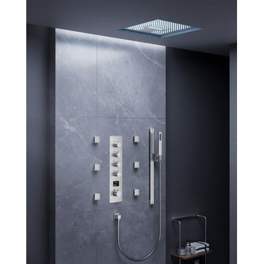 Bathroom LED Rainfall Shower System: 12 Inch 64 Color LED Rainfall ...