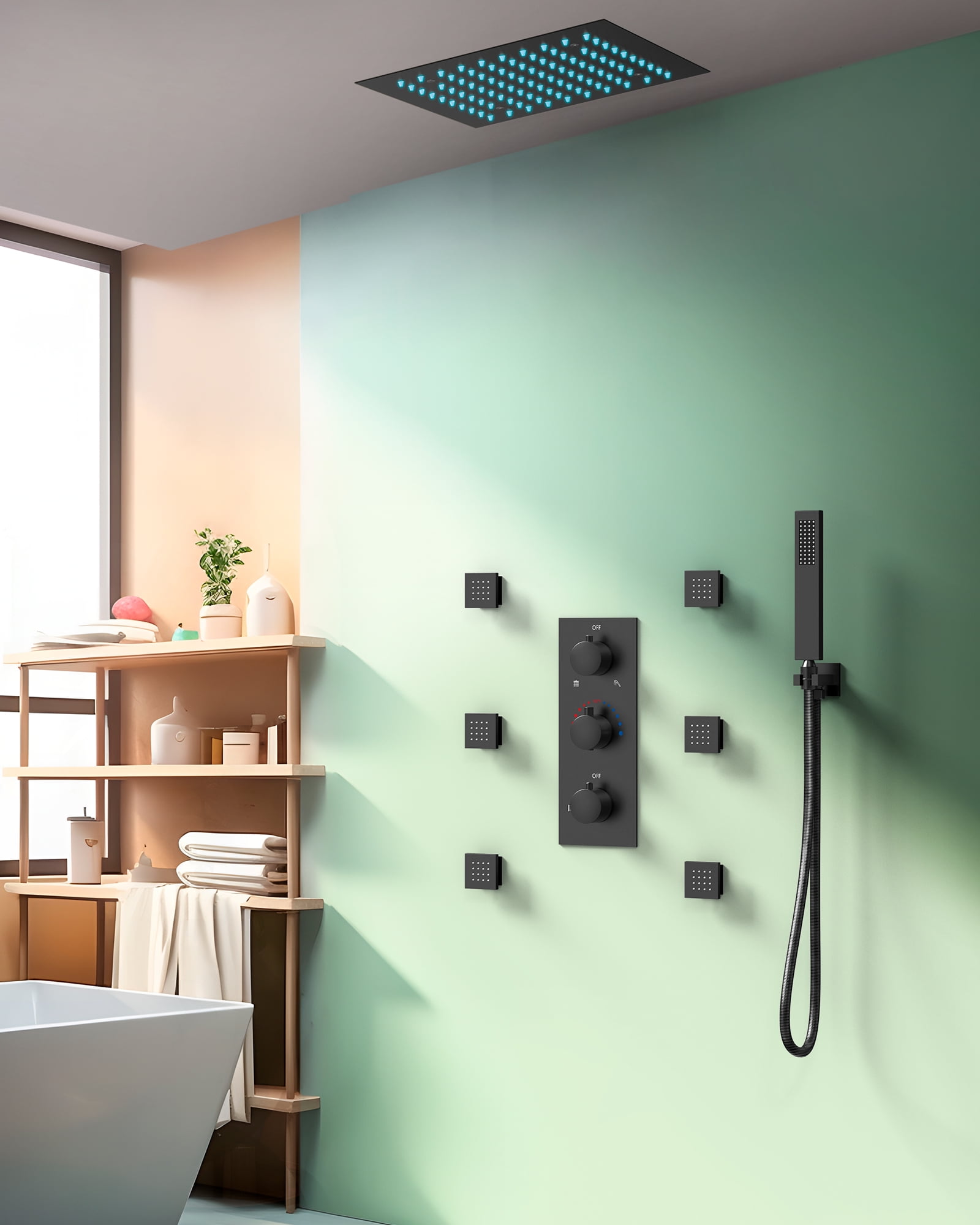 EVERSTEIN 12 inch LED Rain Shower Head System with Nepal | Ubuy