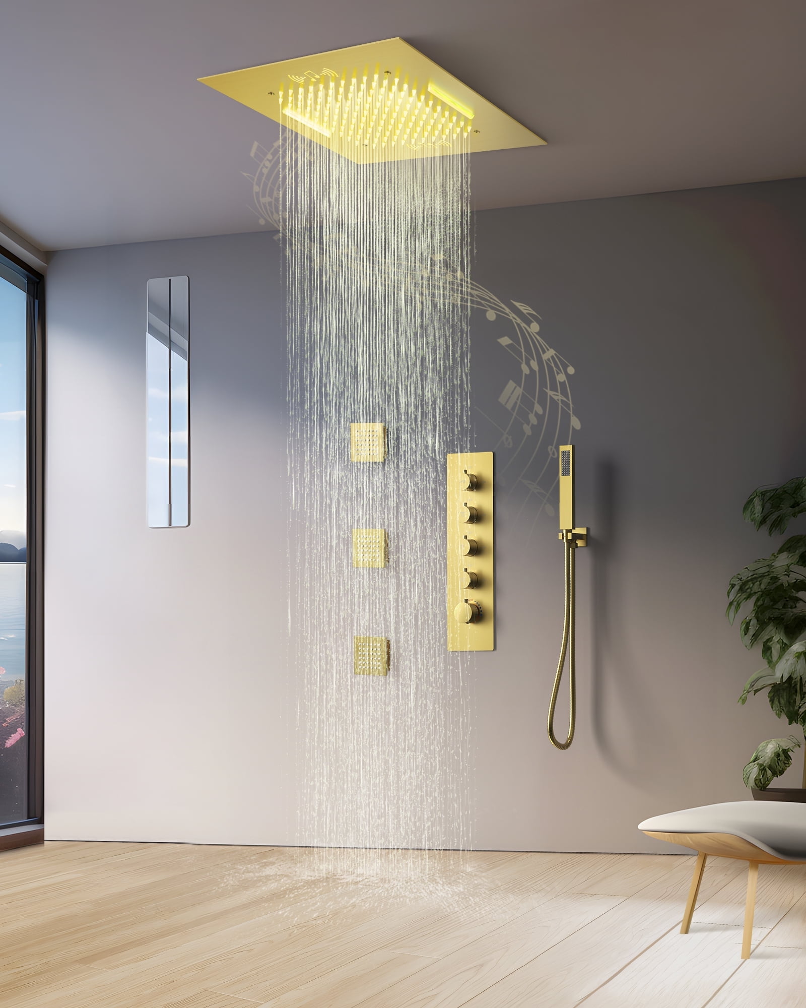 EVERSTEIN Luxury Shower System 20 in. Bathroom Shower Faucet Set Shower ...