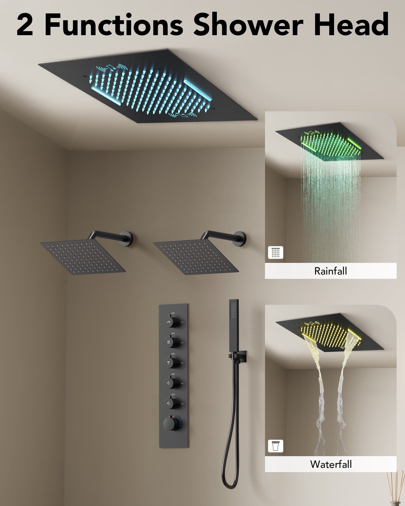 EVERSTEIN Luxury Shower System 20 in. Bathroom Shower Faucet Set Dual ...