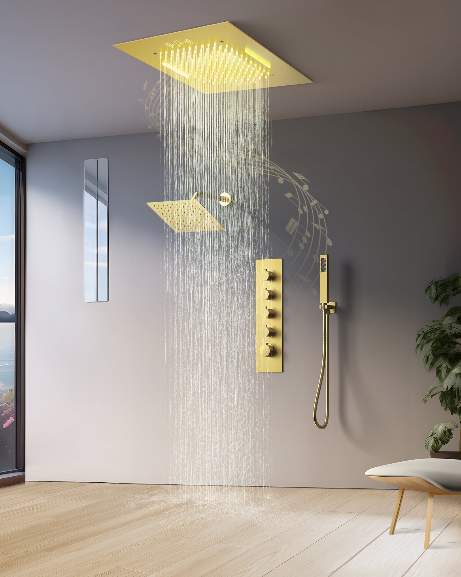 EVERSTEIN Luxury Shower System 20 in. Bathroom Shower Faucet Set Dual ...