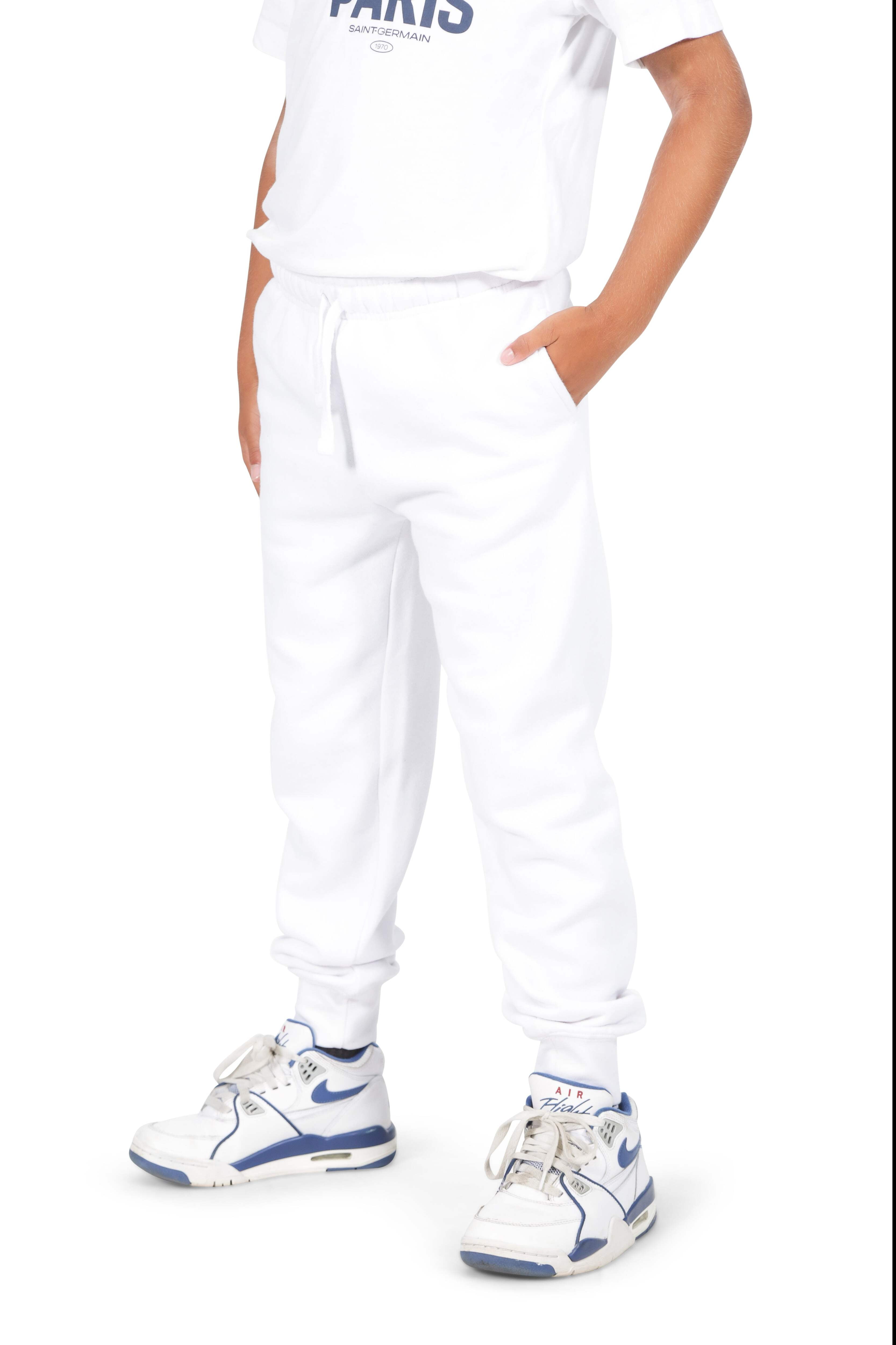EVERYDAY KIDS Boys White Cotton Fleece Sweatpant Joggers with Pockets ...