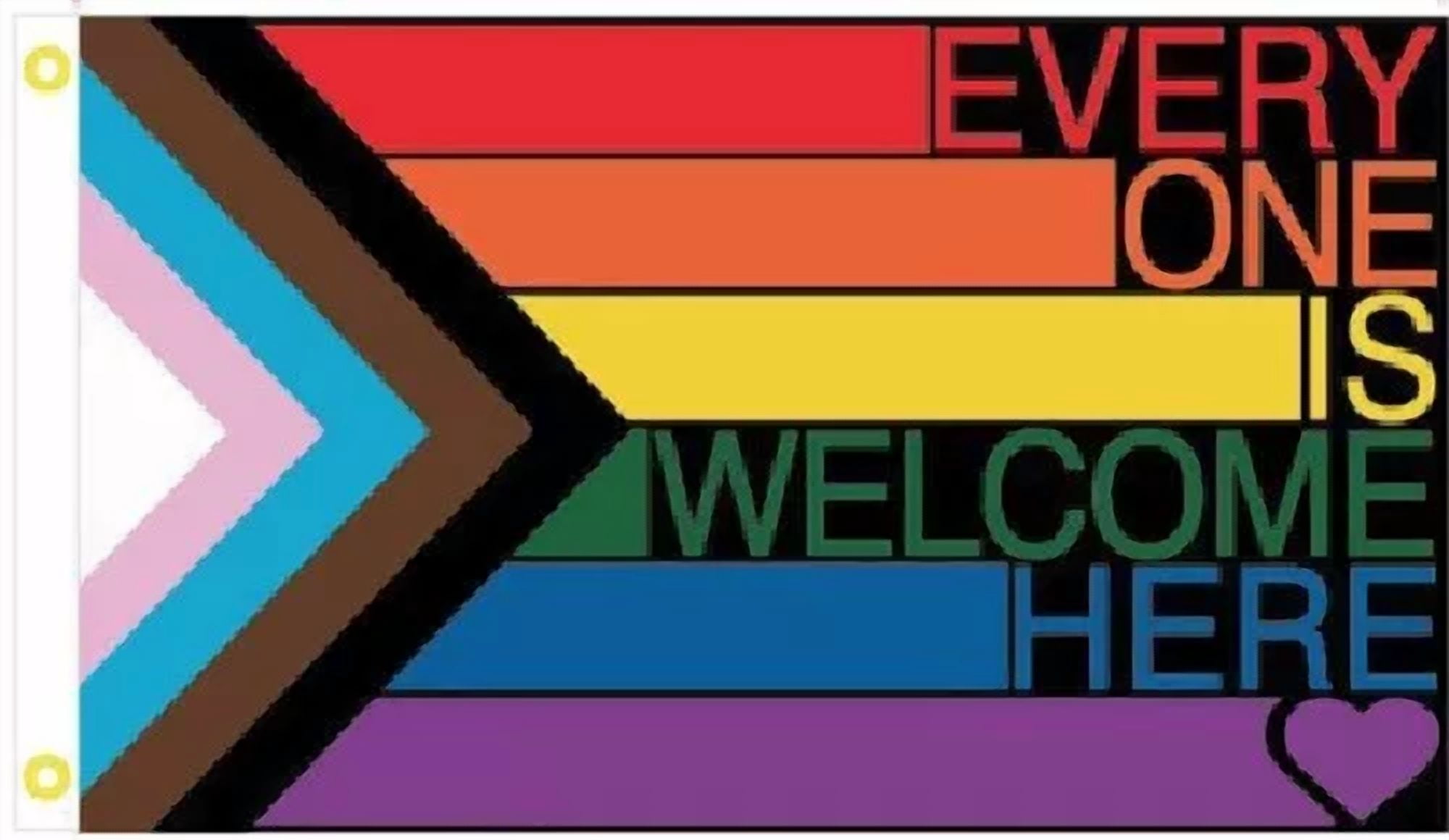EVERYONE IS WELCOME HERE Progress Pride Rainbow Flag 3x5 FT LGBTQ 100D ...