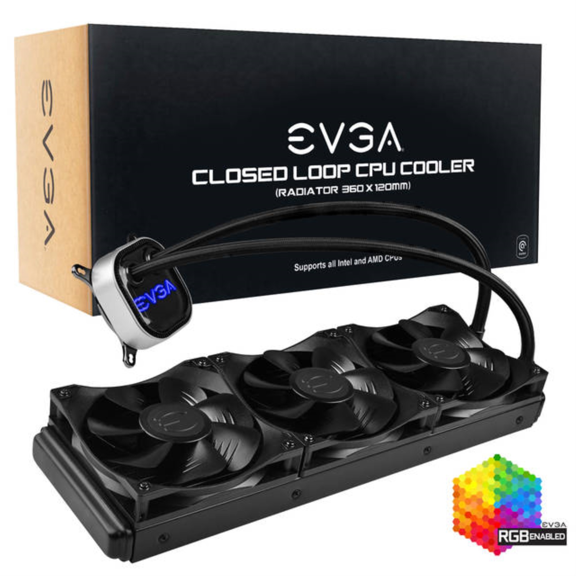 EVGA 400-HY-CL36-V1 360mm All-In-One RGB LED CPU Liquid Cooler for ...
