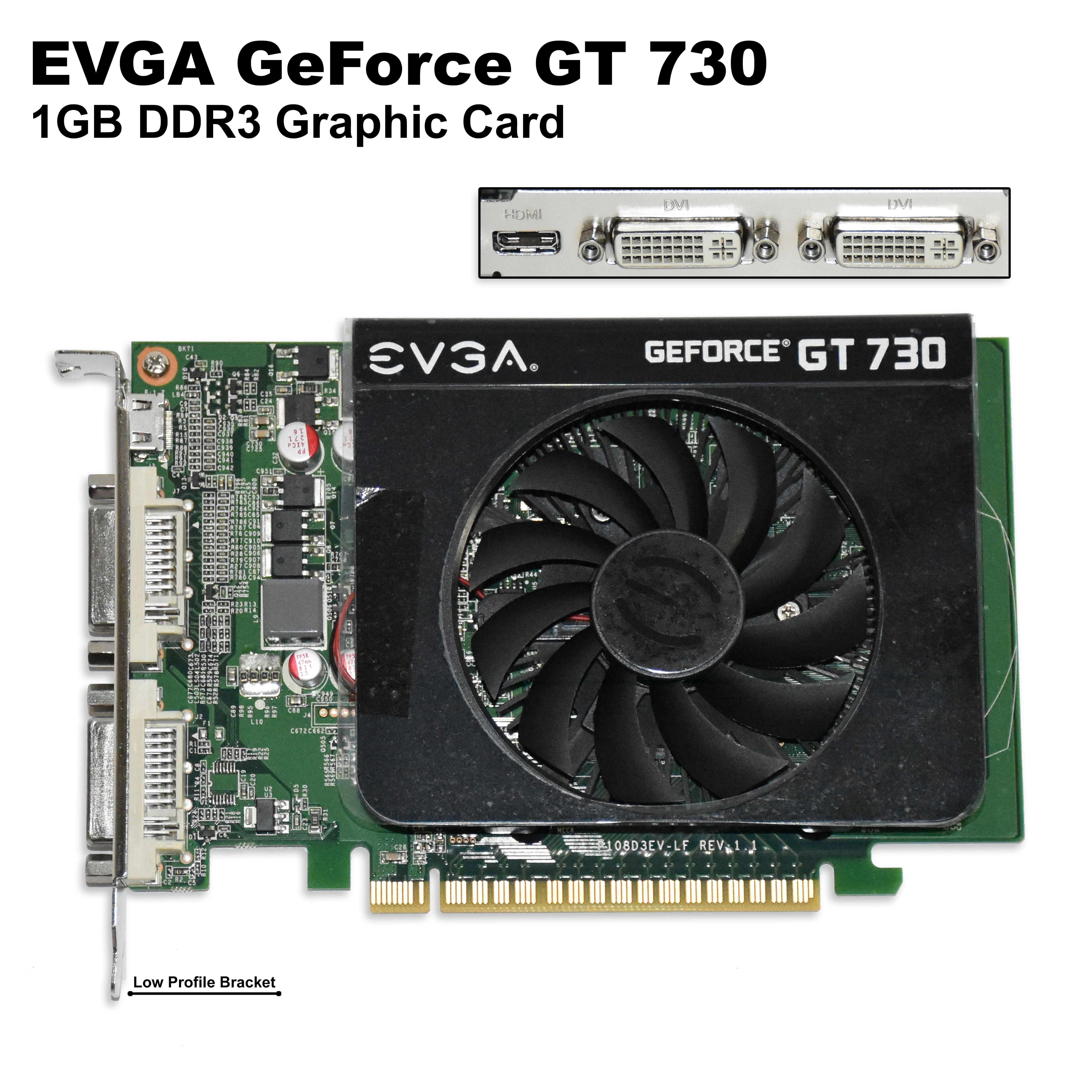 EVGA GeForce GT 730 1GB DDR3 128-bit Dual DVI and HDMI GPU – 01G-P3 ...