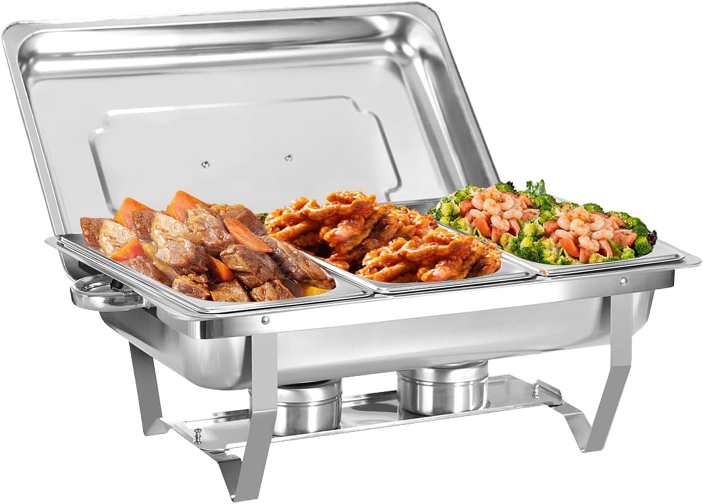EVGTTI 1 Pack Chafing Dish for Buffet, 8QT Roll Edge Designed Chafing ...