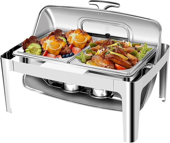 EVGTTI 1 Pack Roll Top Chafing Dish for Buffet, 9.5QT Rectangle ...