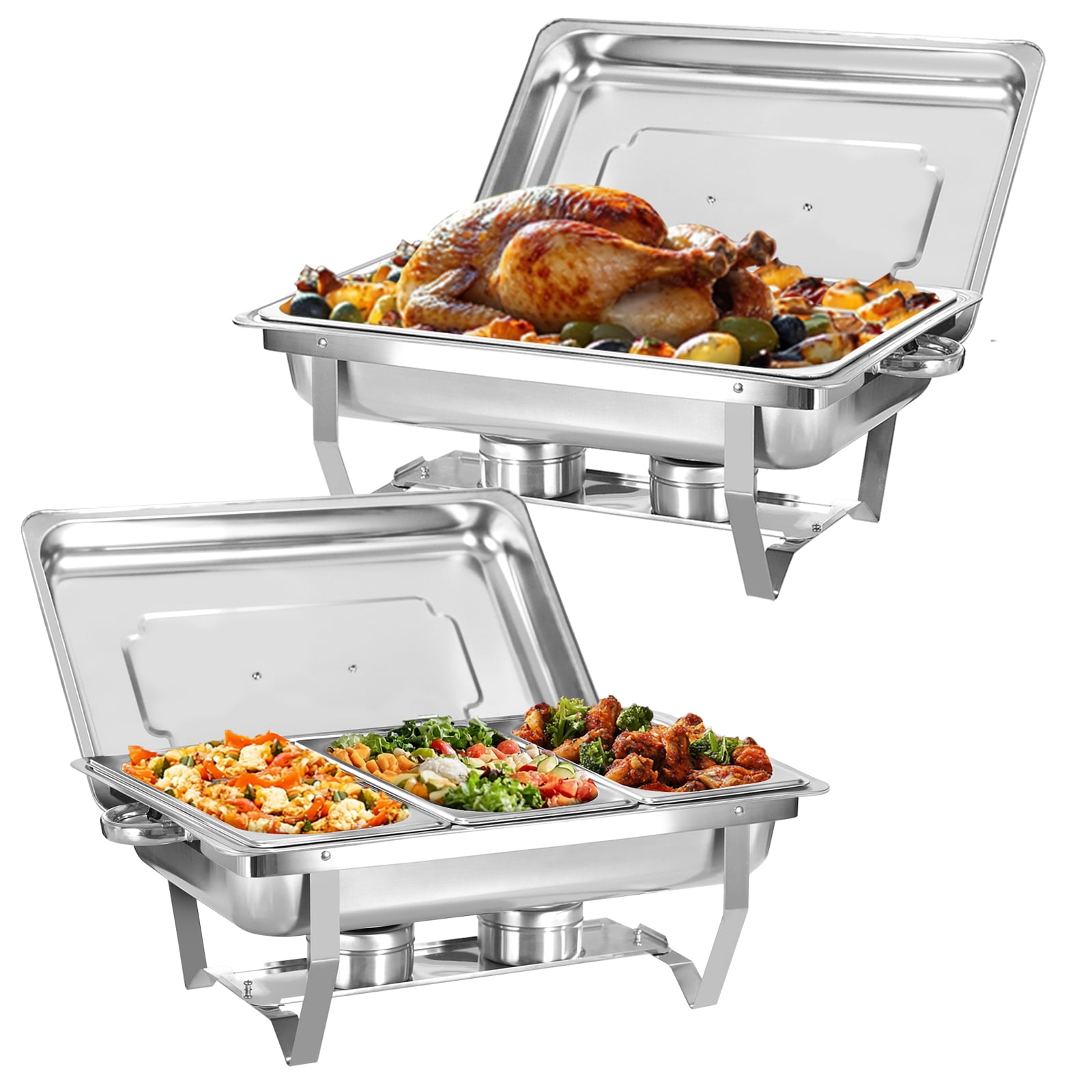 EVGTTI 2 Pack 8QT Chafing Dish Buffet Set, Stainless Steel Food Warmer ...