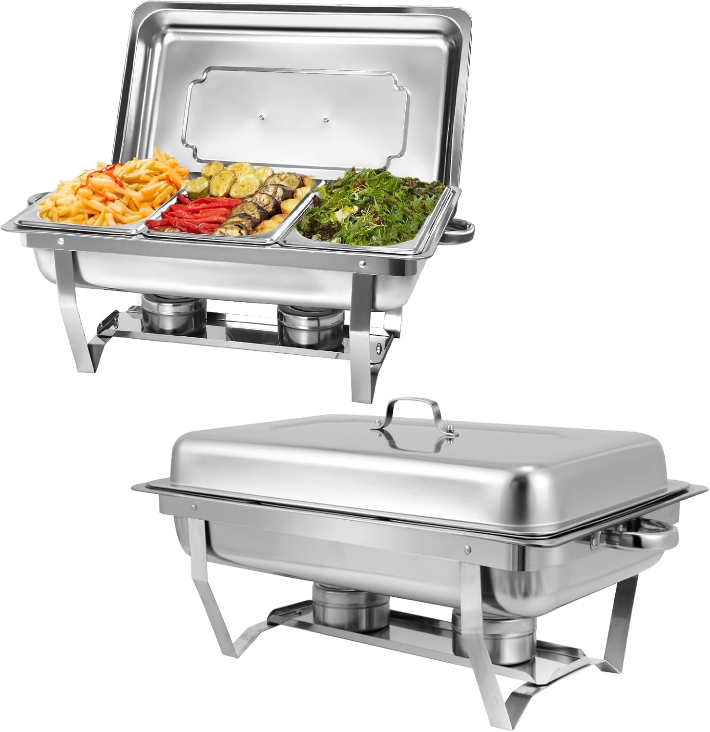 EVGTTI 2 Pack 8QT Chafing Dish, Stainless Steel Chafer Complete Set ...