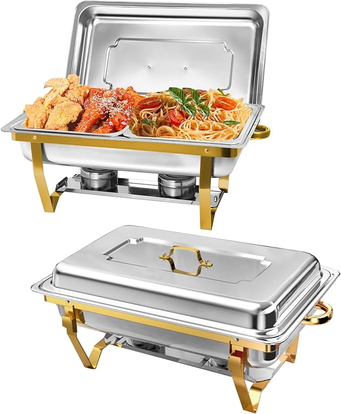 EVGTTI 2 Pack 8QT Chafing Dishes Buffet Set, Chafers for Catering ...