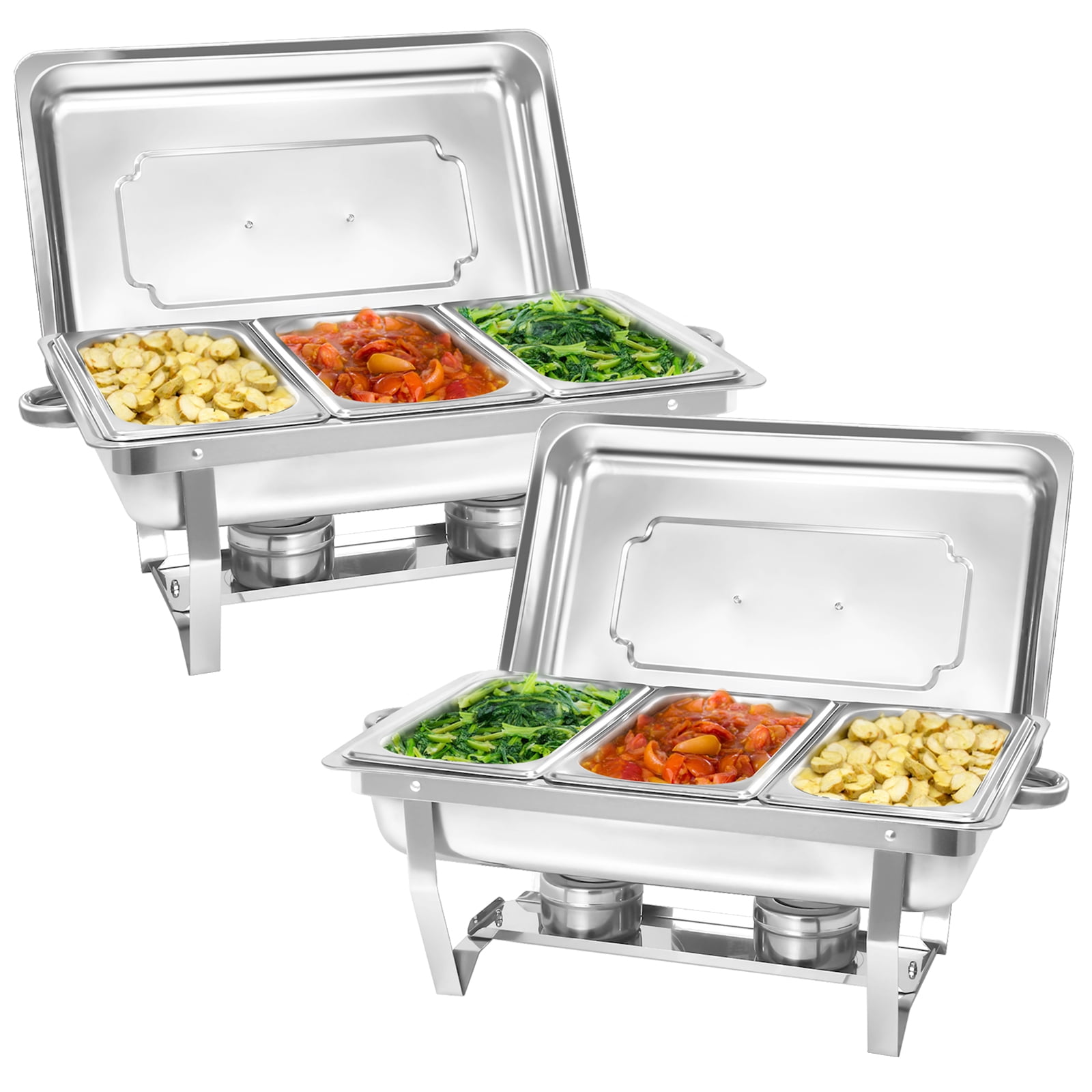 EVGTTI 2 Pack Chafing Dish Buffet Set, 8Qt Rectangular 1/3 Pan ...