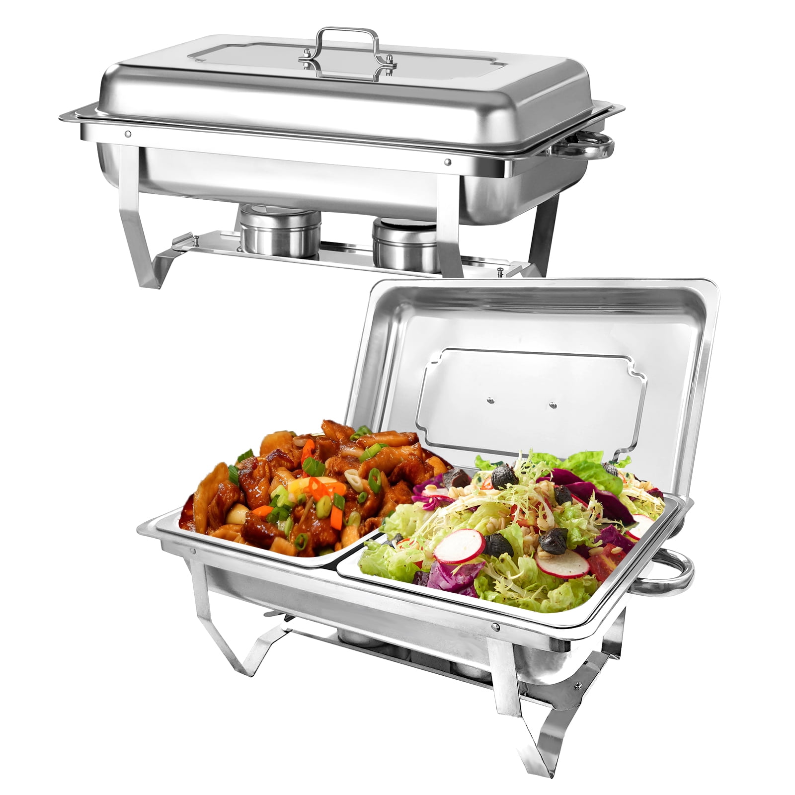EVGTTI 2 Pack Chafing Dish Buffet Set Half Size 8Qt Stainless Steel ...