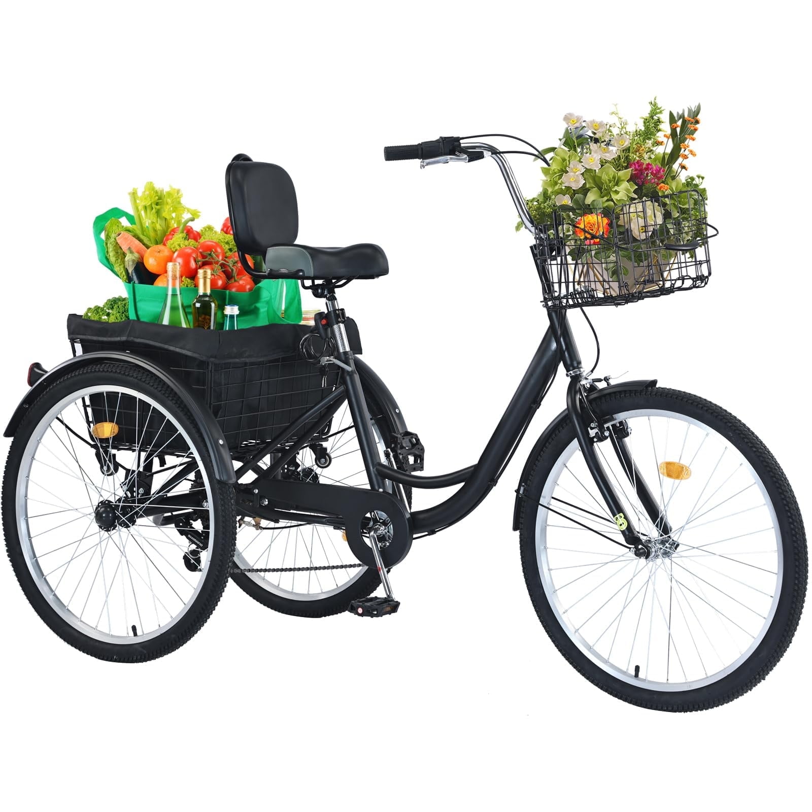 EVGTTI 26 Inch 7-Speed Adult Tricycle, 3-Wheel Bike with Large ...