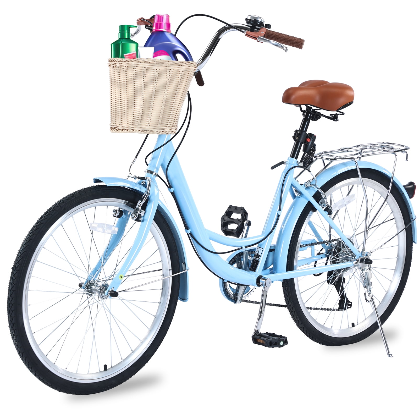 EVGTTI 26 Inch Beach Cruiser Bike, 7 Speed Commute Bike,Step-Through ...