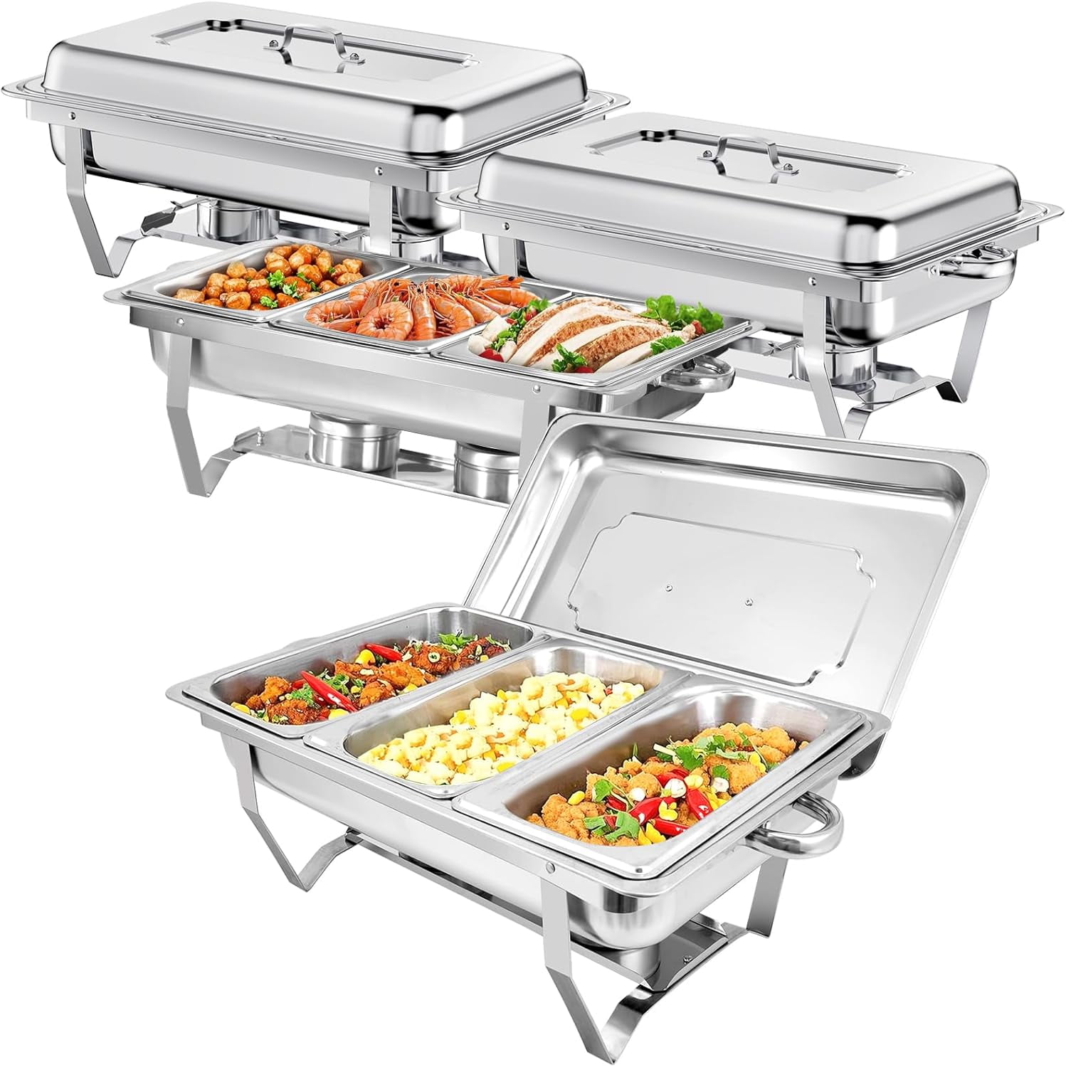 EVGTTI 4 Pack 8QT Chafing Dish for Buffet, Food Grade Stainless Steel ...