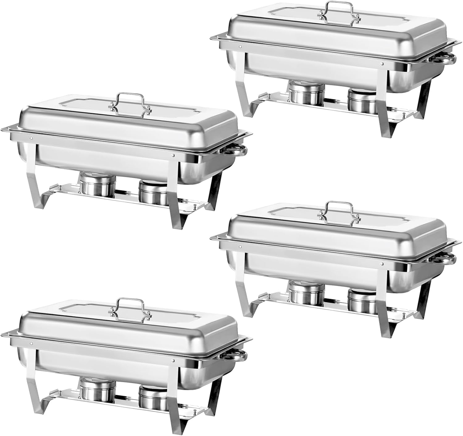 EVGTTI 4 Pack Chafing Dish, High Grade Stainless Steel Chafer, Silver ...
