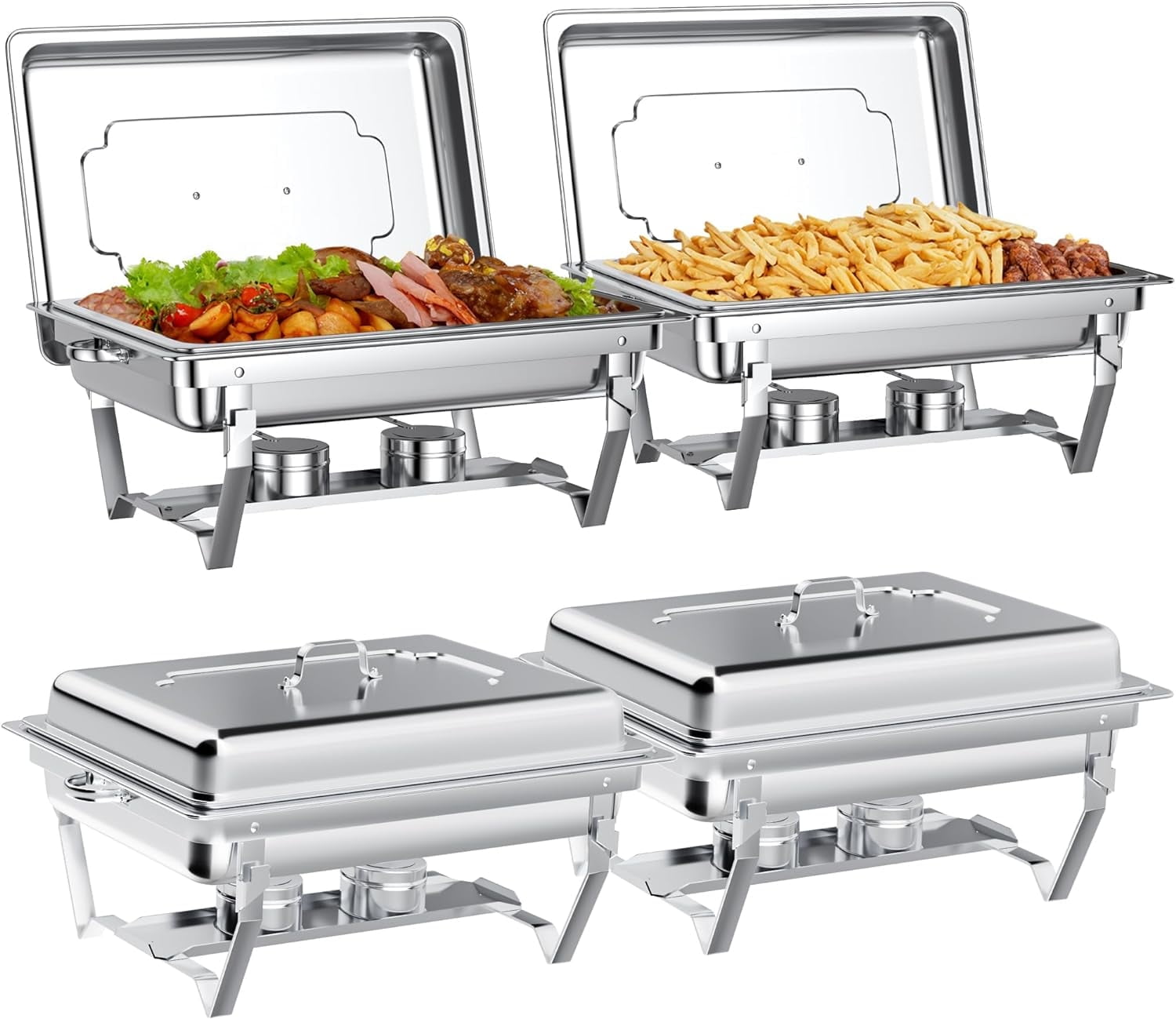 EVGTTI 4 Pack Chafing Dishes for Buffet Set: Chafers for Catering ...