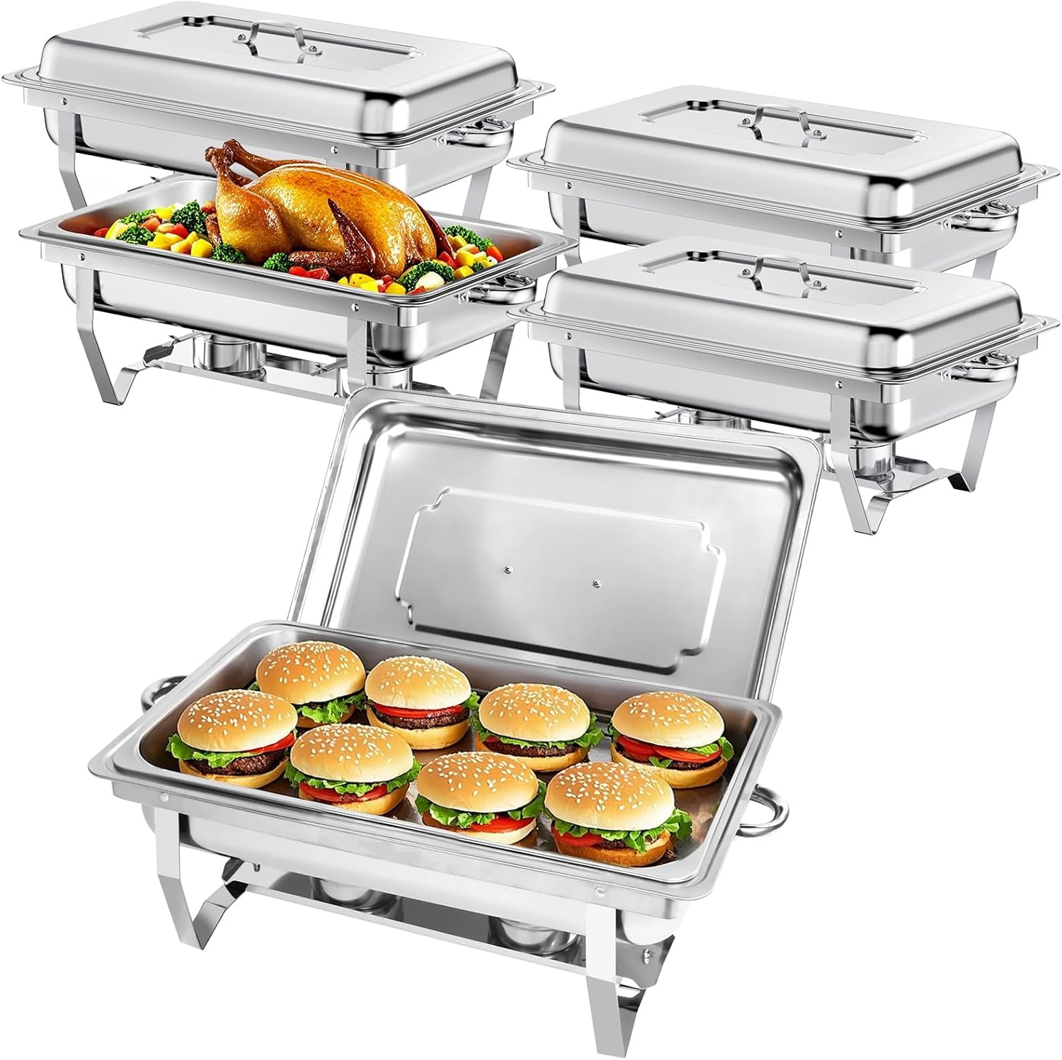 EVGTTI 5 Pack 8QT Chafing Dish for Buffet, Food Grade Stainless Steel ...