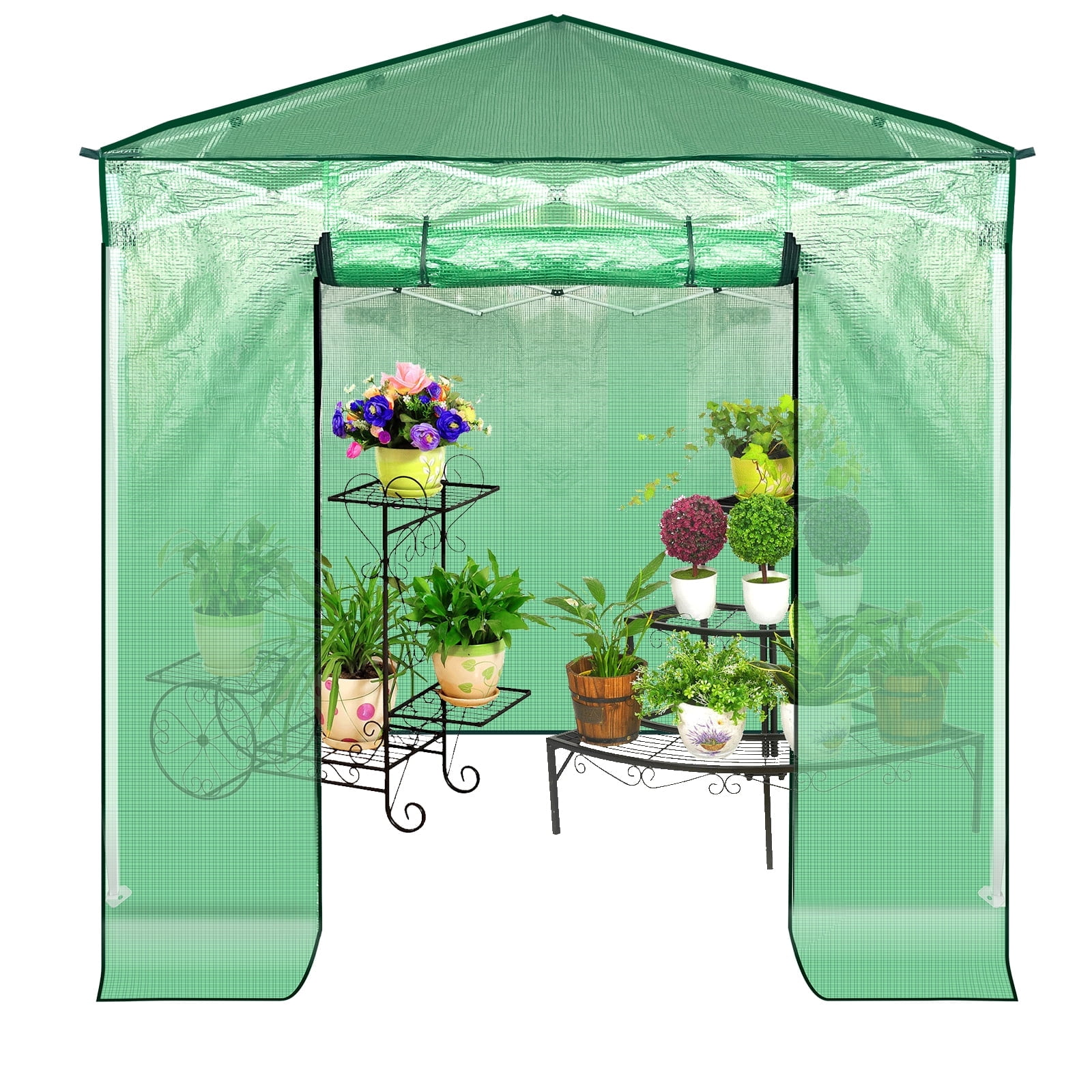 EVGTTI 6.5x6.5FT Portable Walk-In Greenhouse for Garden, Quick Setup ...