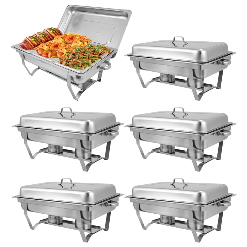 EVGTTI 6 Pack 8QT Chafing Dish Upgraded Stainless Steel Chafer Complete ...
