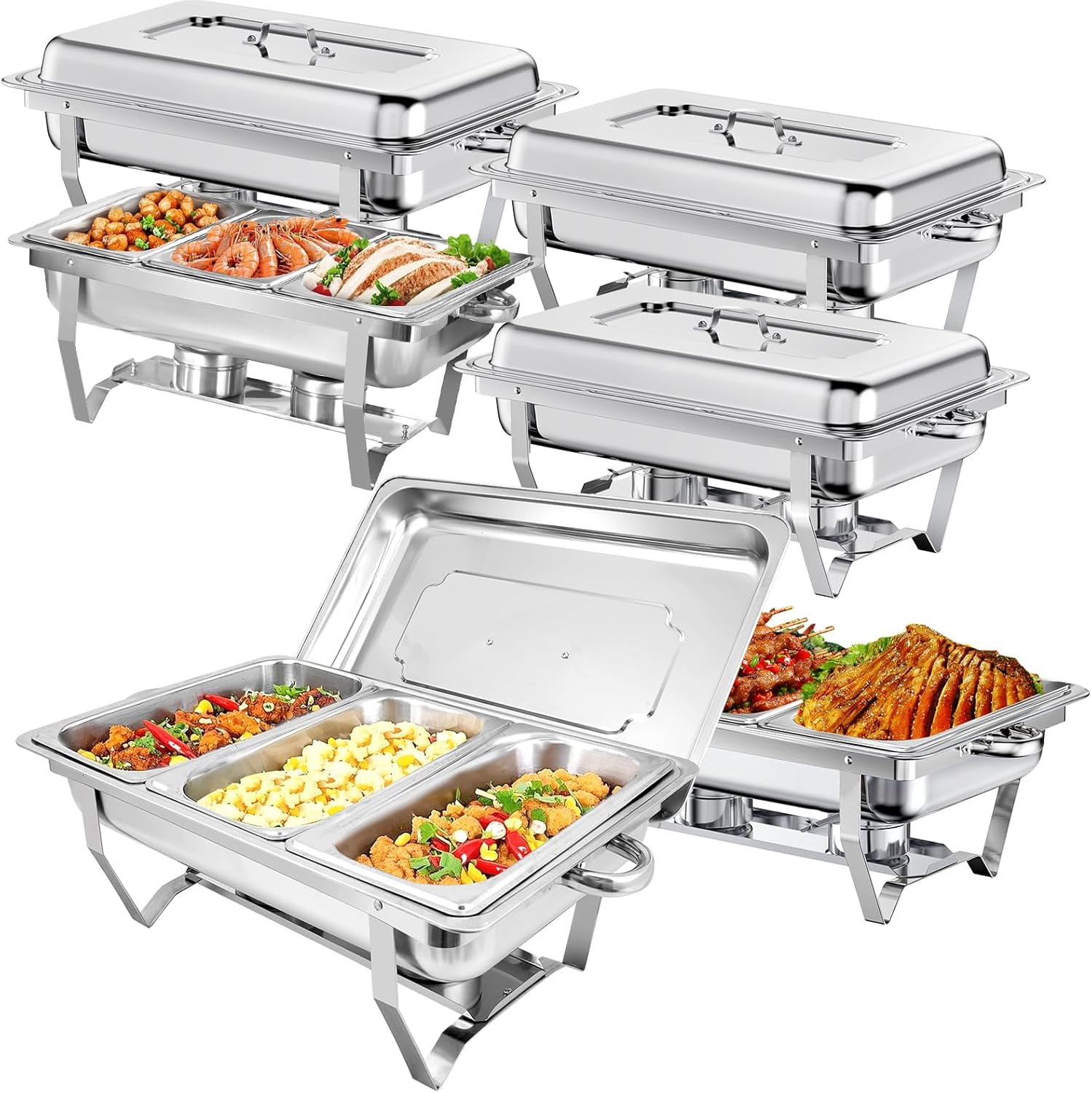 EVGTTI 6 Pack 8QT Chafing Dish for Buffet, Food Grade Stainless Steel ...