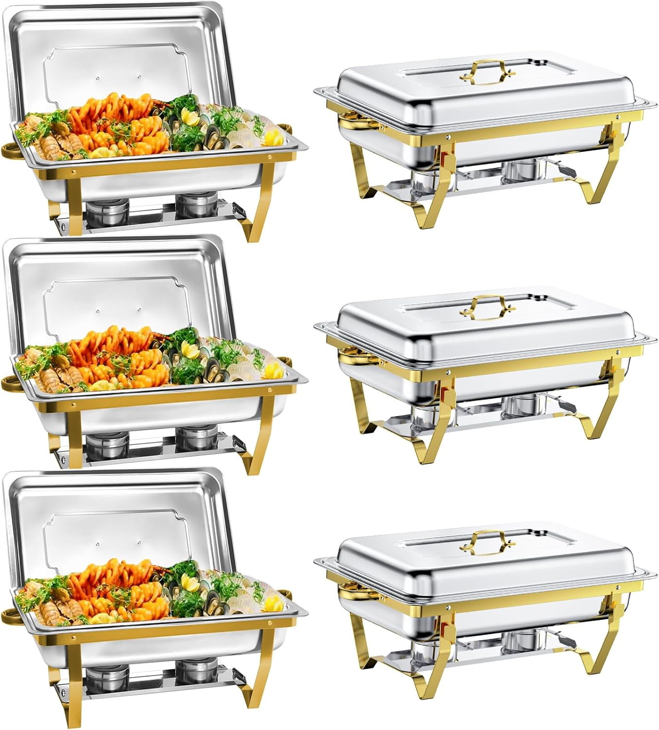EVGTTI 6 Pack 8QT Chafing Dishes Buffet Set, Chafers for Catering ...