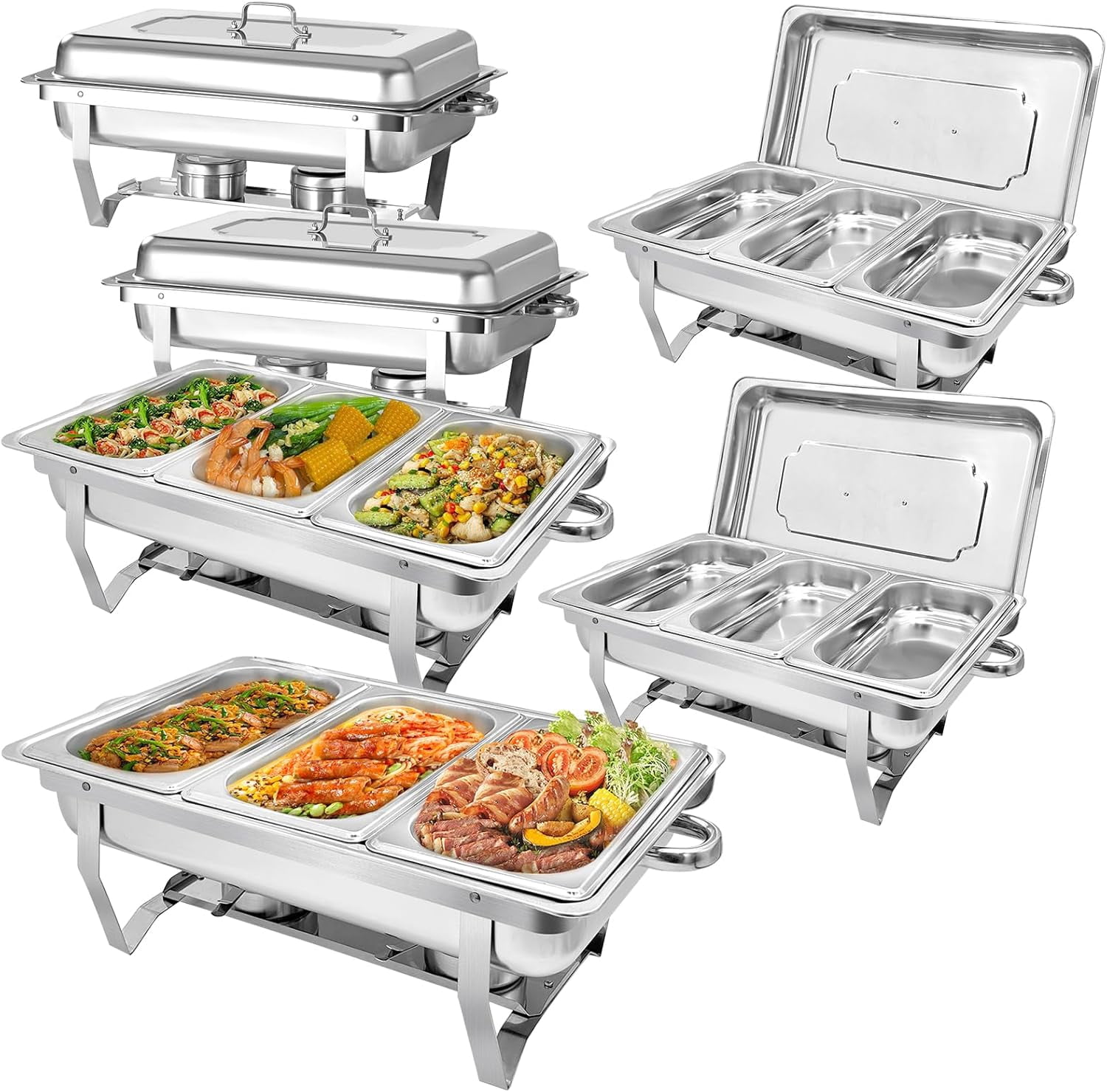 EVGTTI 6 Pack 8QT Chafing Dishes For Buffet, Stainless Steel Chafing ...