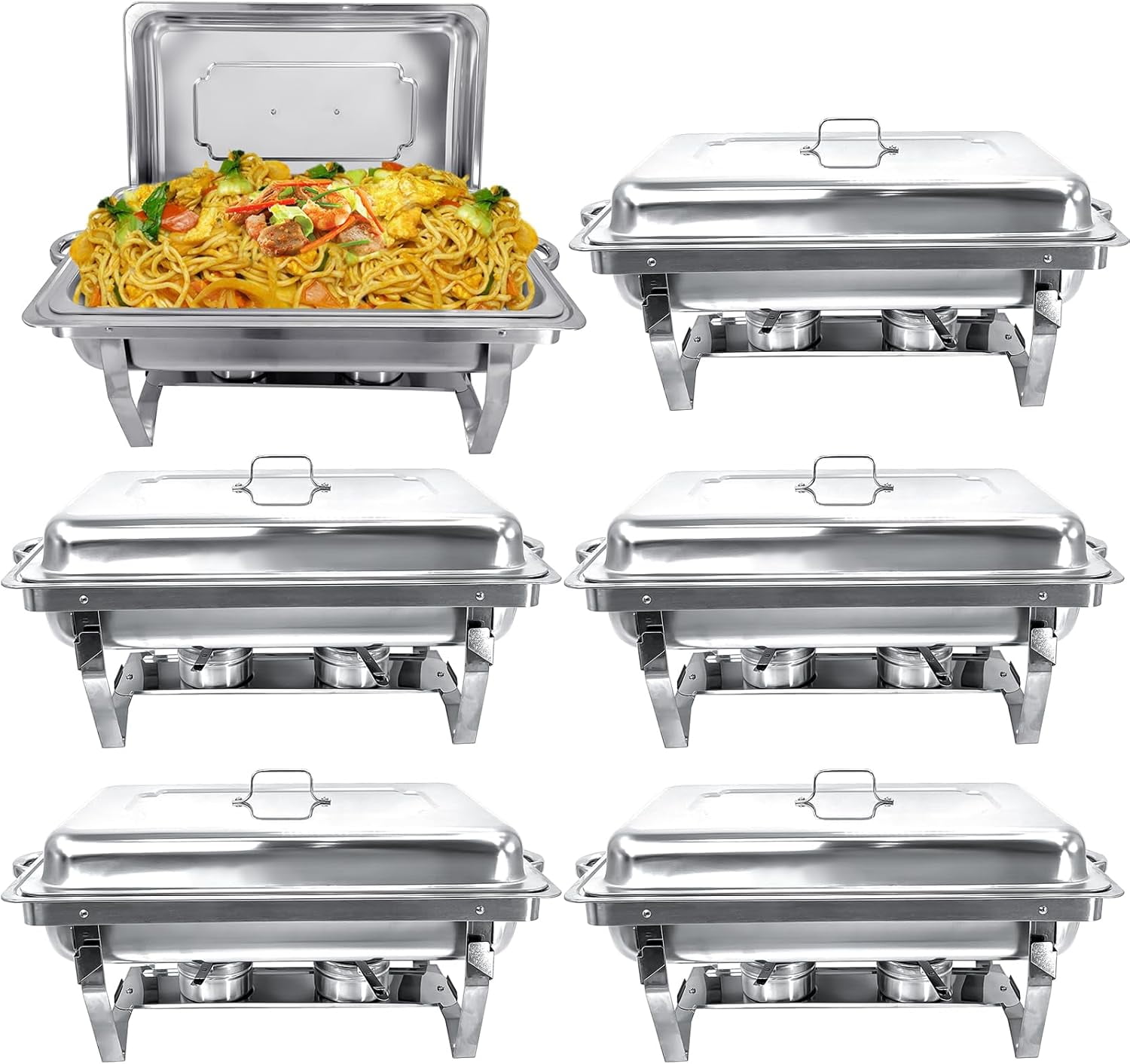 EVGTTI 6 Pack Chafing Dish, High Grade Stainless Steel Chafer ...