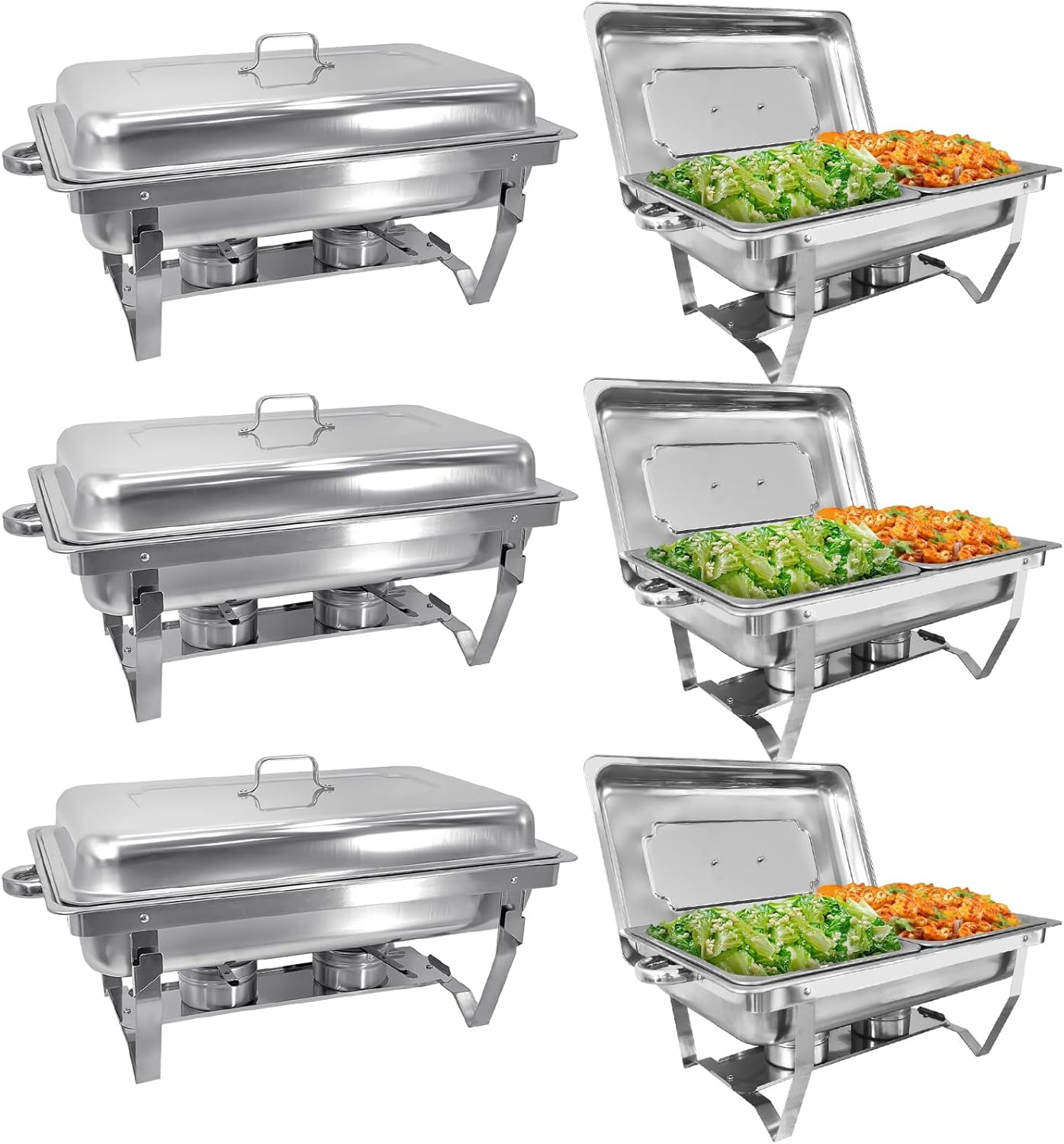 EVGTTI 6 Pack Chafing Dish, High Grade Stainless Steel Chafer ...