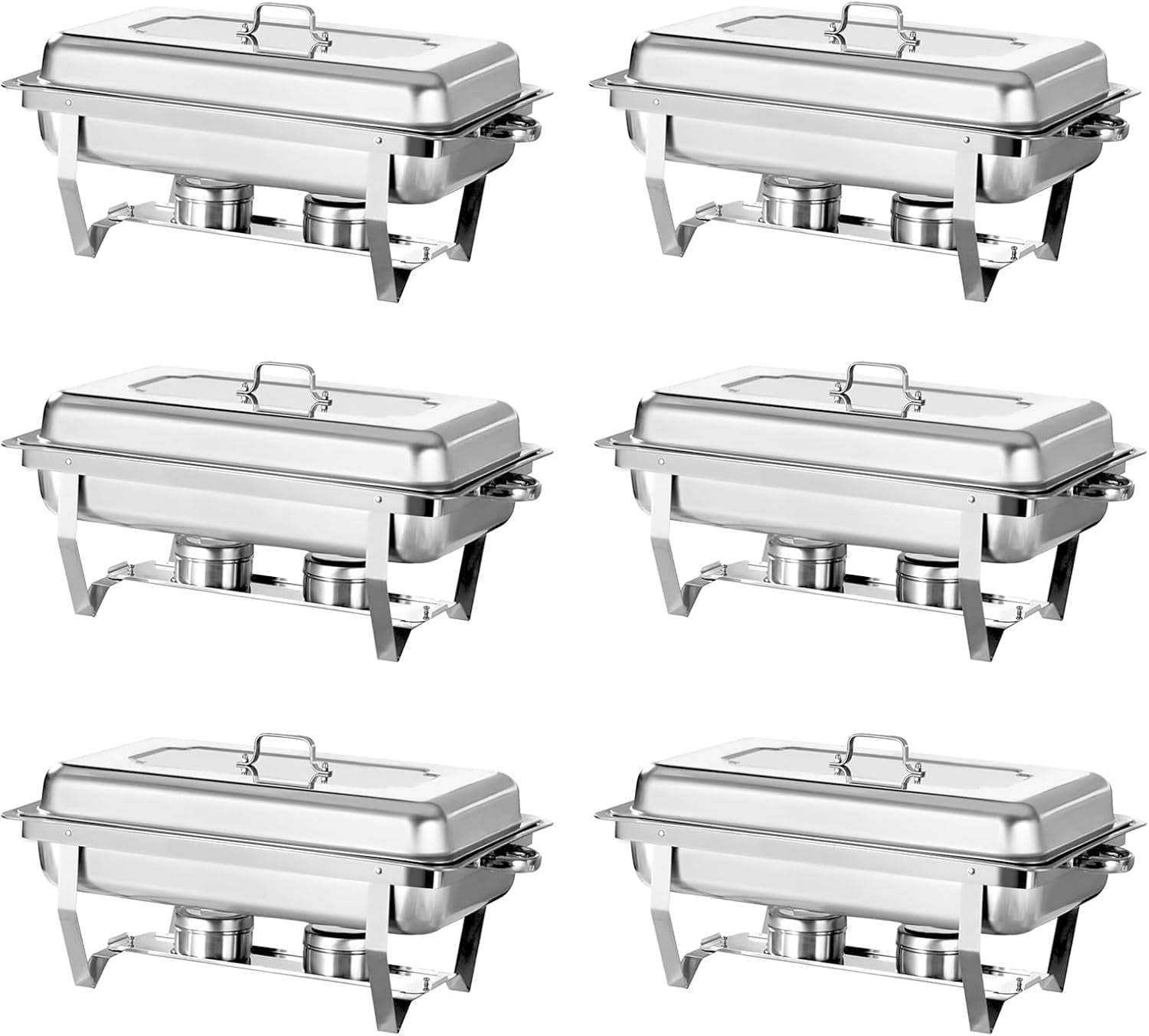 EVGTTI 6 Pack Chafing Dish, High Grade Stainless Steel Chafer, Silver ...