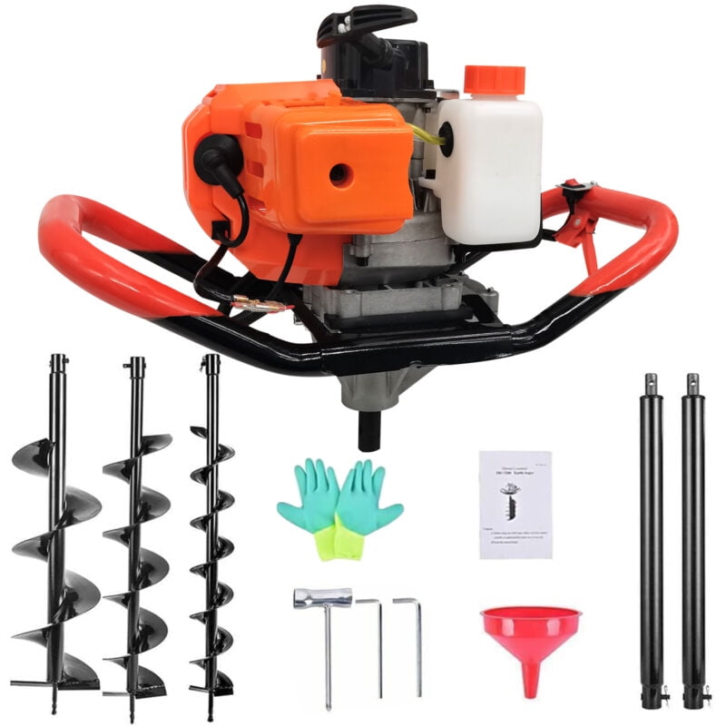 EVGTTI 72cc Post Hole Digger, 2200W Post Hole Digger, Gas Powered Earth ...