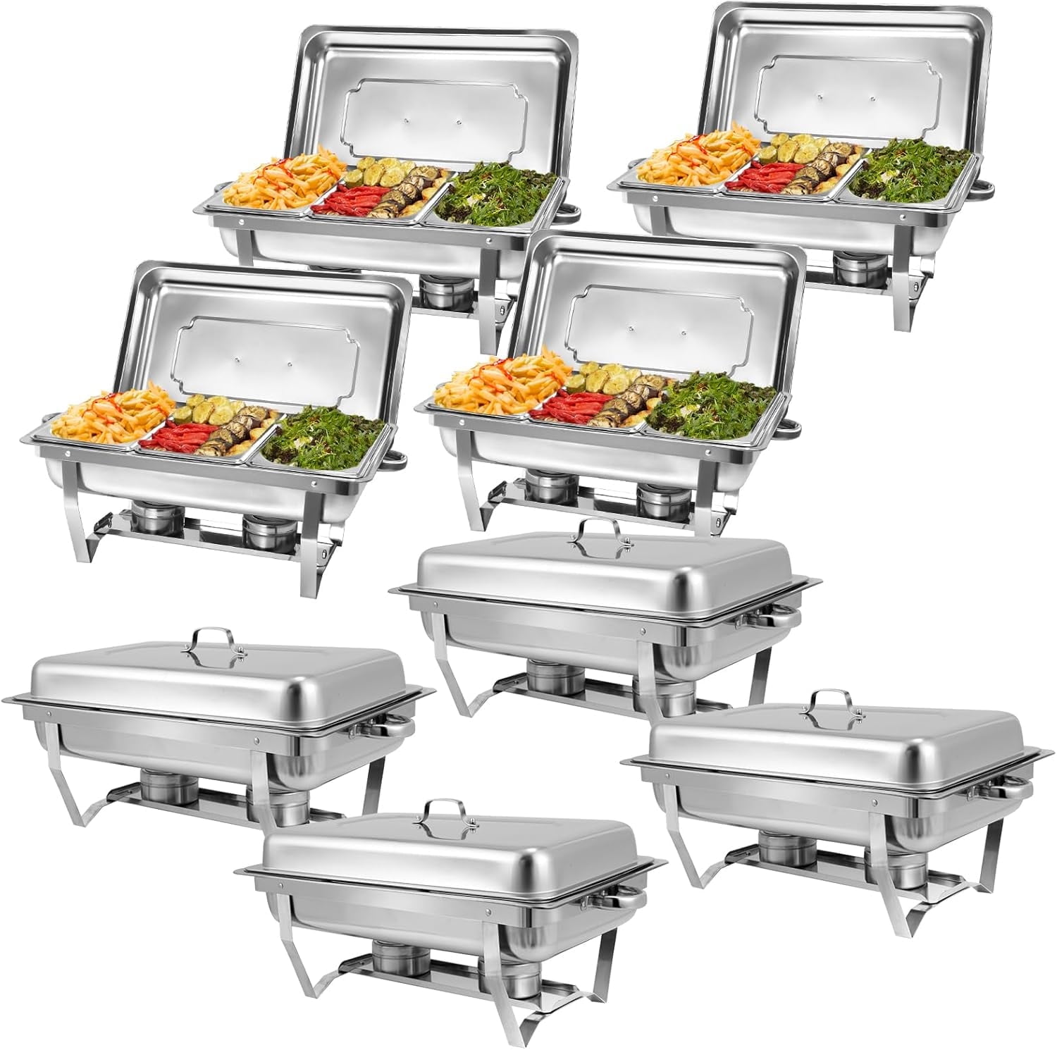 EVGTTI 8 Pack 8QT Chafing Dish High Grade Stainless Steel Chafer ...