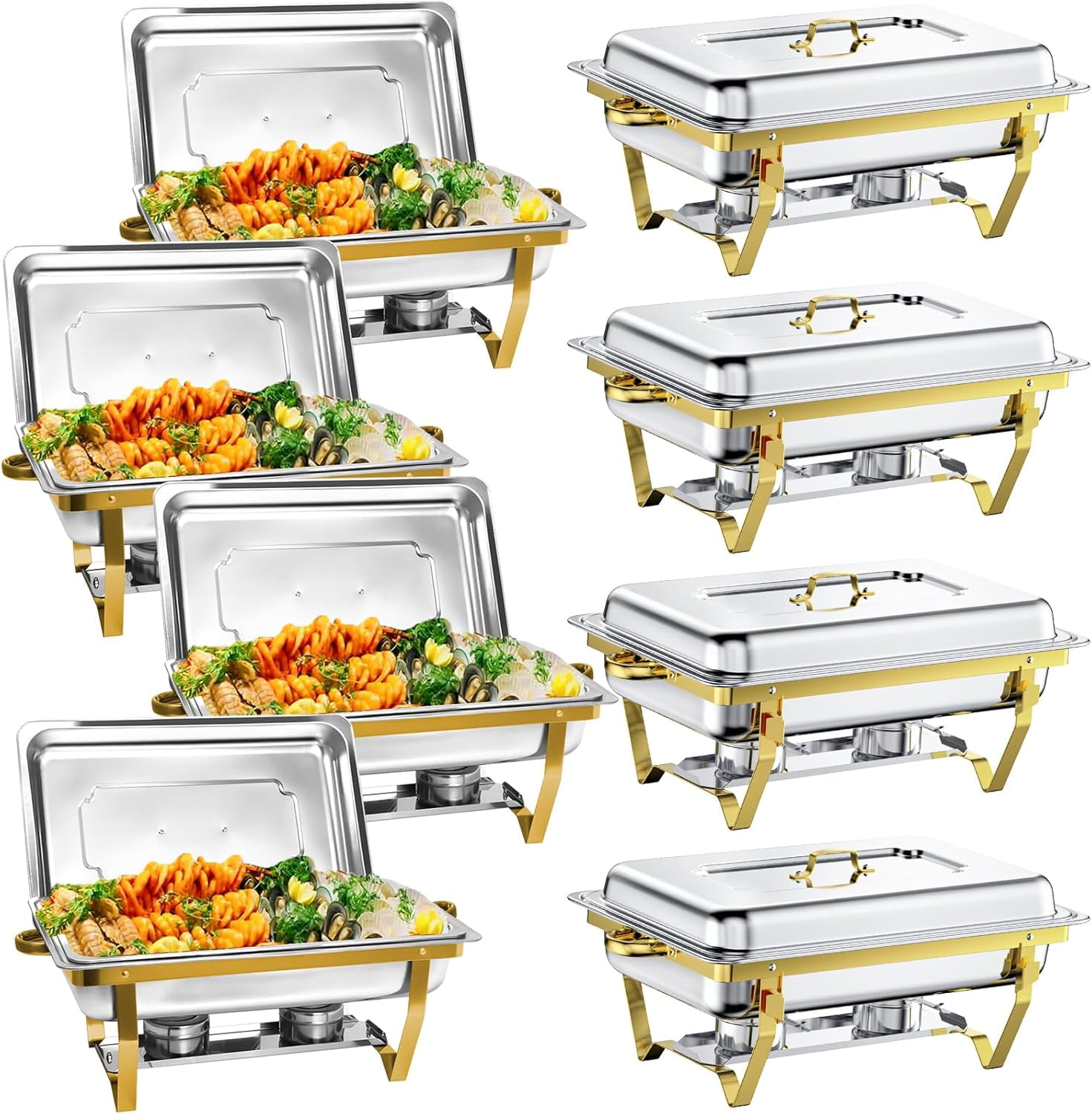 EVGTTI 8 Pack 8QT Chafing Dishes Buffet Set, Chafers for Catering ...