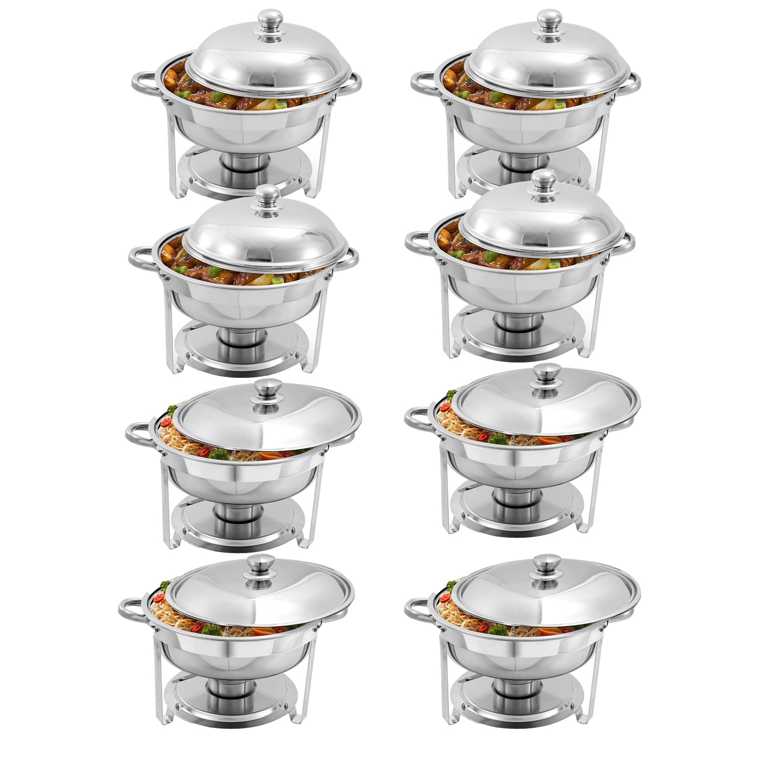 EVGTTI 8 Pack Chafing Dish Buffet Set, 5Qt Round×4+6Qt Round×4 ...