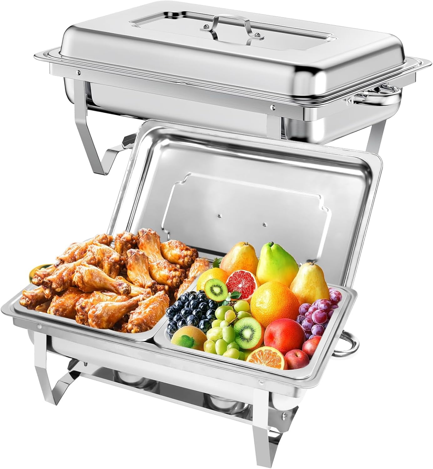 EVGTTI 8QT Chafing Dishes, 2 Pack High Premium Stainless Steel Complete ...