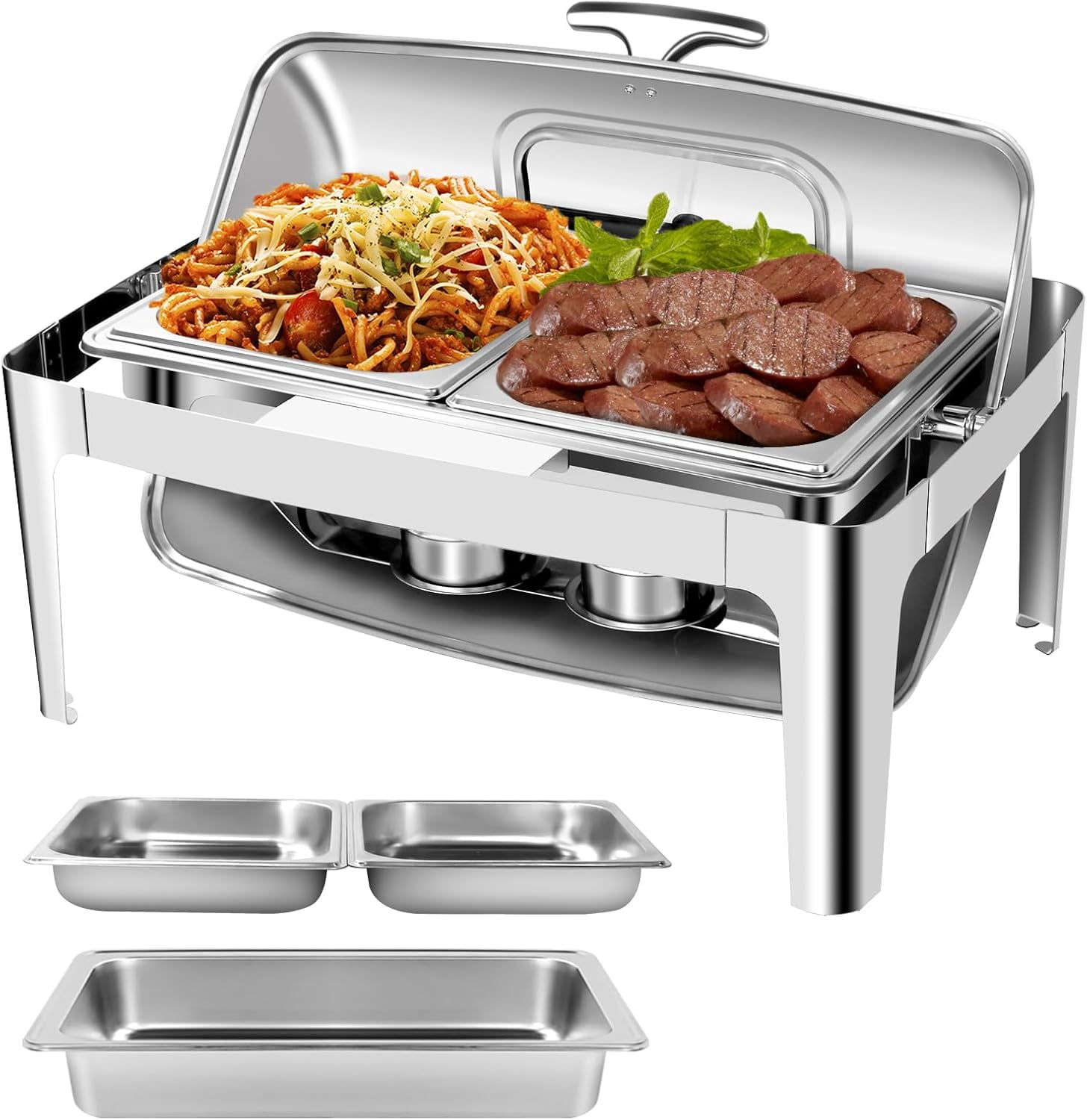 EVGTTI 9 QT Roll Top Chafing Dish Buffet Set with Visable Lid, 1 Full ...