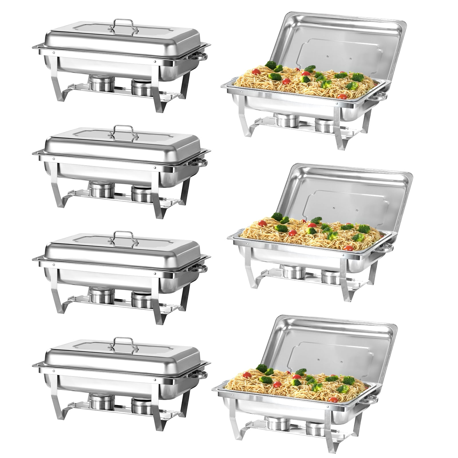 EVGTTI Chafing Dish Buffet Set, 8Qt 7 Pack Stainless Steel Rectangular ...