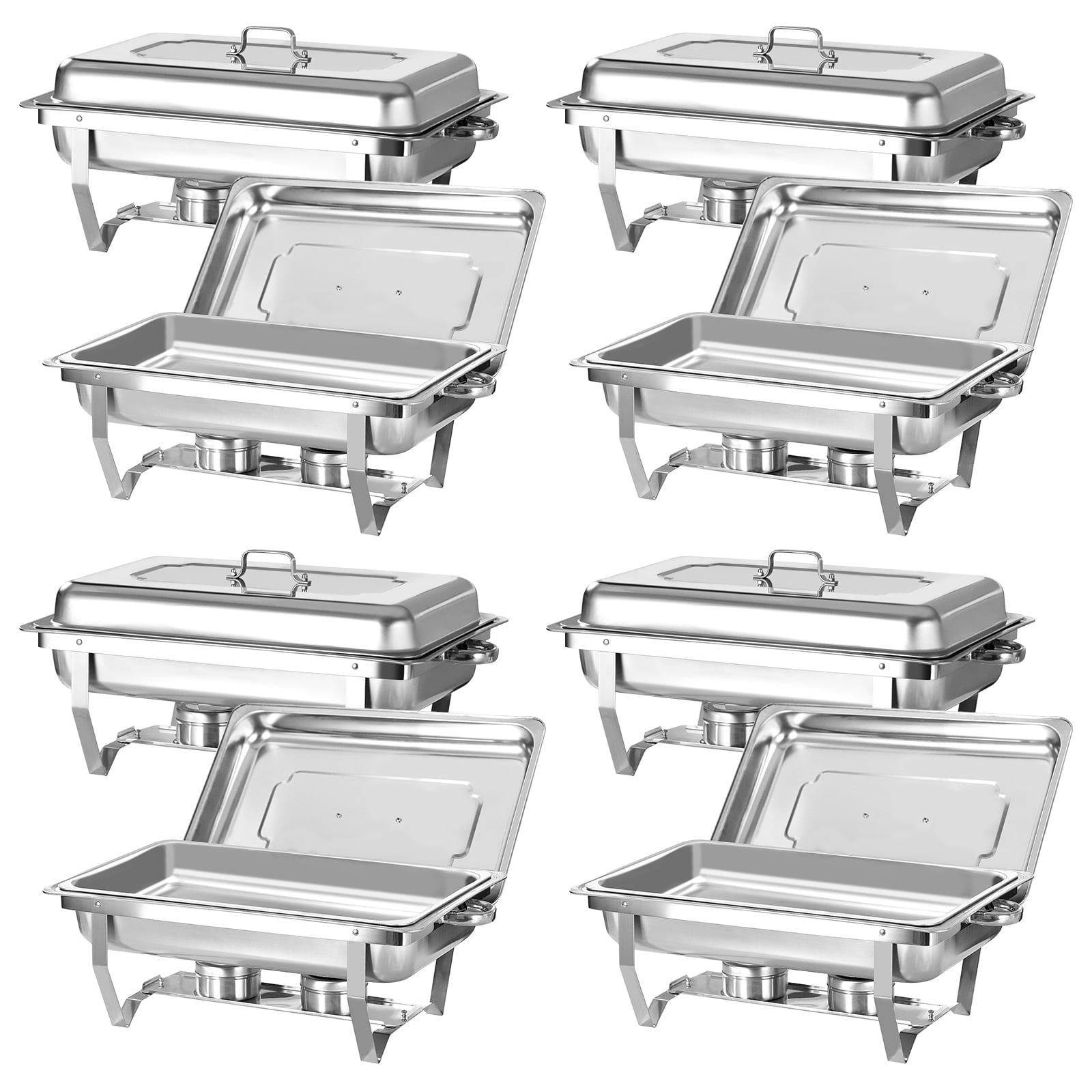 EVGTTI Chafing Dish Buffet Set, 8Qt 8 Pack Stainless Steel Rectangular ...
