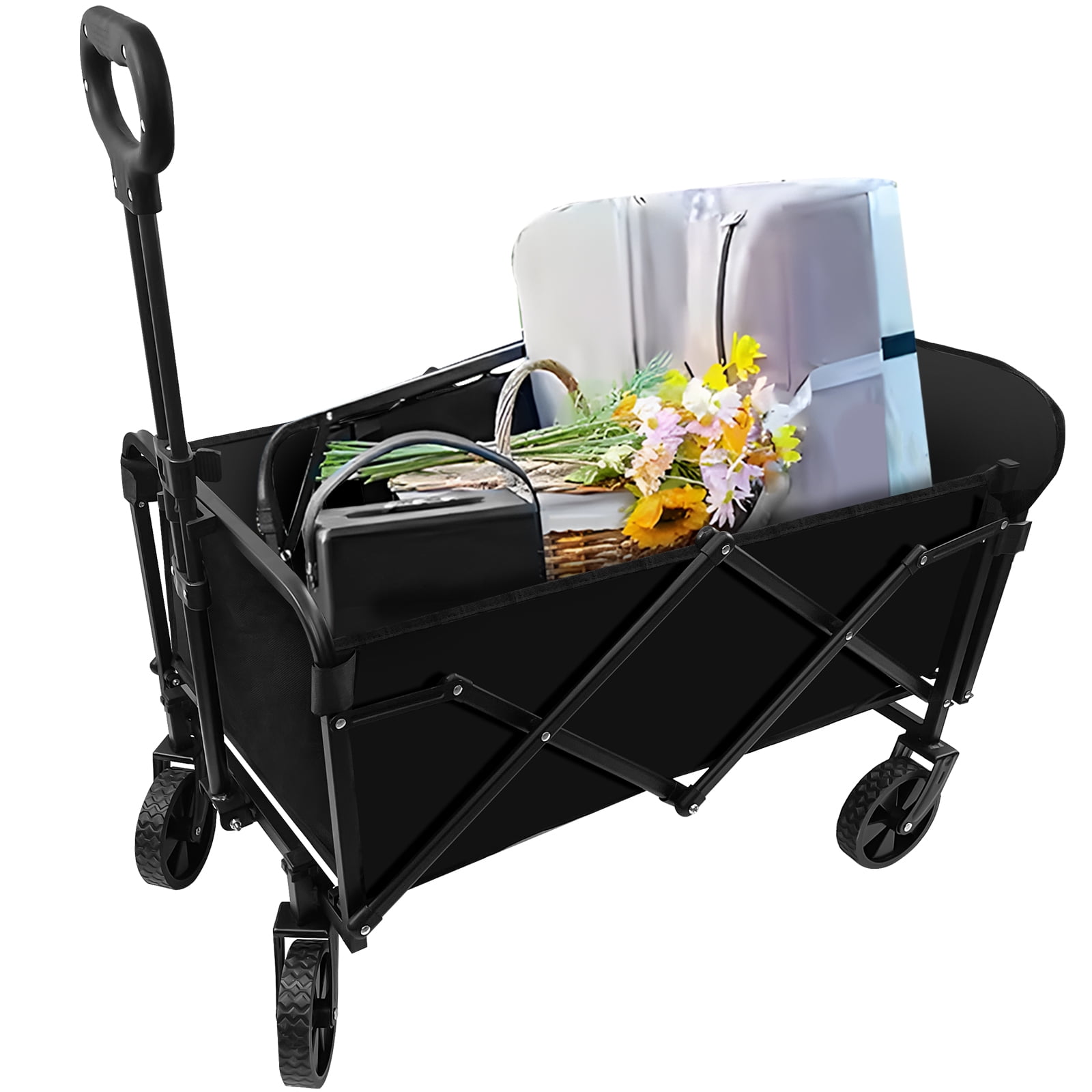 EVGTTI Collapsible Camping Wagon Cart with Extended Tailgate – 300lbs ...