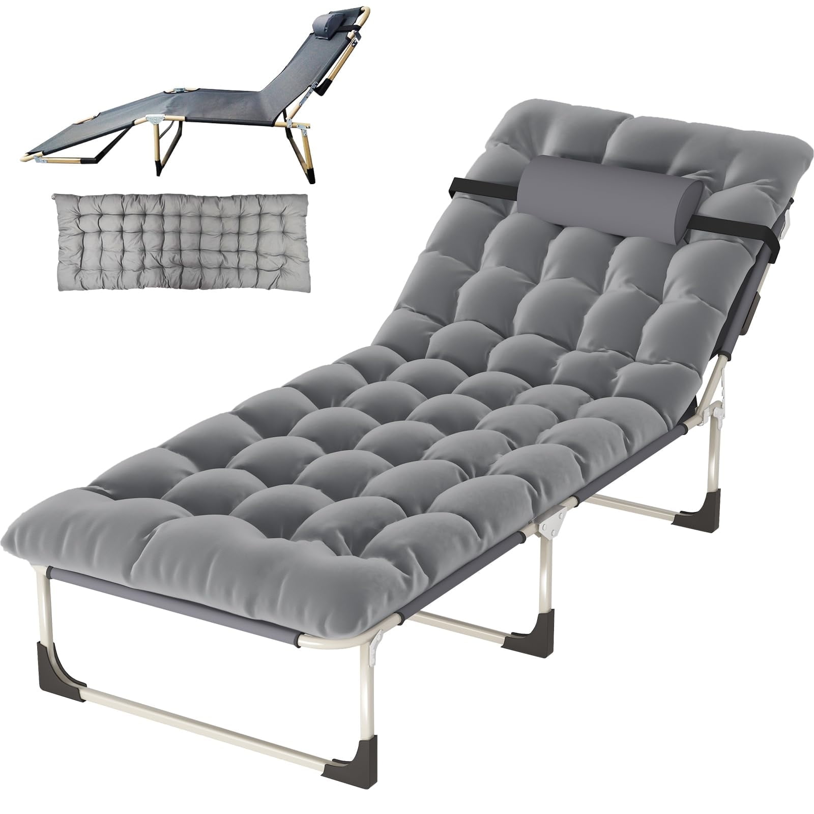 EVGTTI Folding Camping Cot W/Mat for Adults, Foldable Padded Sleeping ...