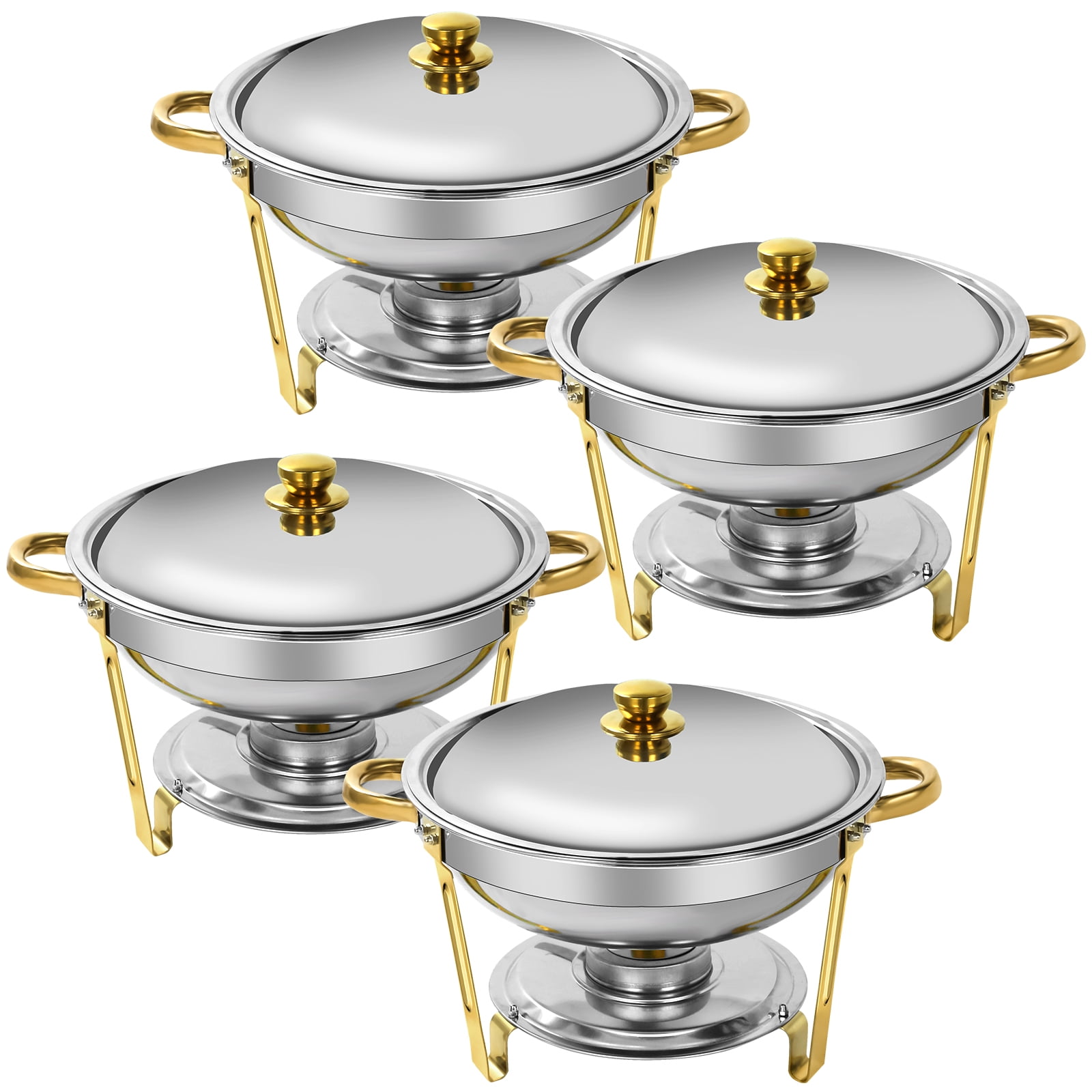 EVGTTI Gold Chafing Dish Buffet Set, 5QT Round Stainless Steel Chafer ...